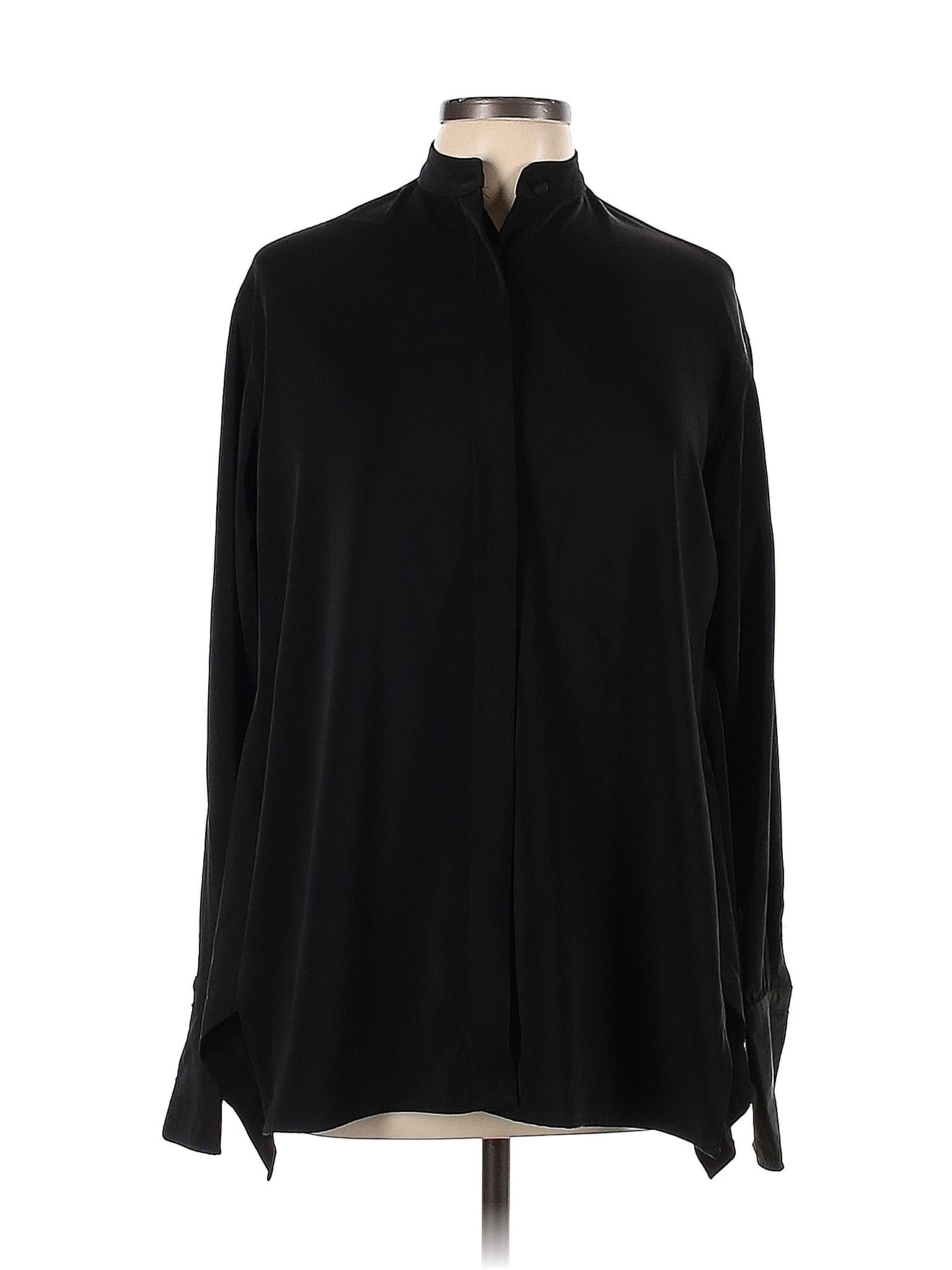 Assorted Brands 100 Polyester Solid Black Long Sleeve Blouse Size L