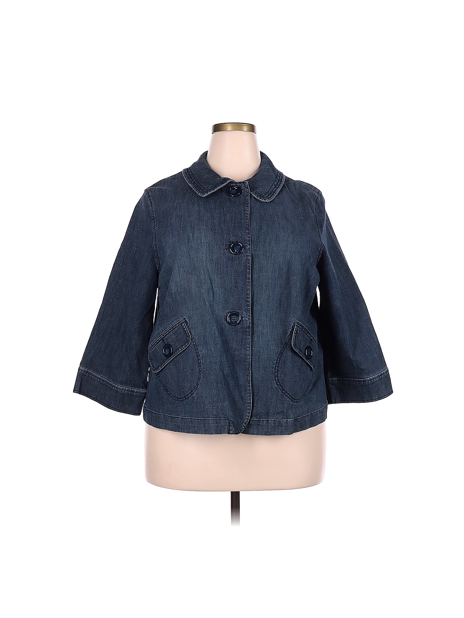 Style&Co Solid Blue Denim Jacket Size 18 (Plus) - 59% off | thredUP