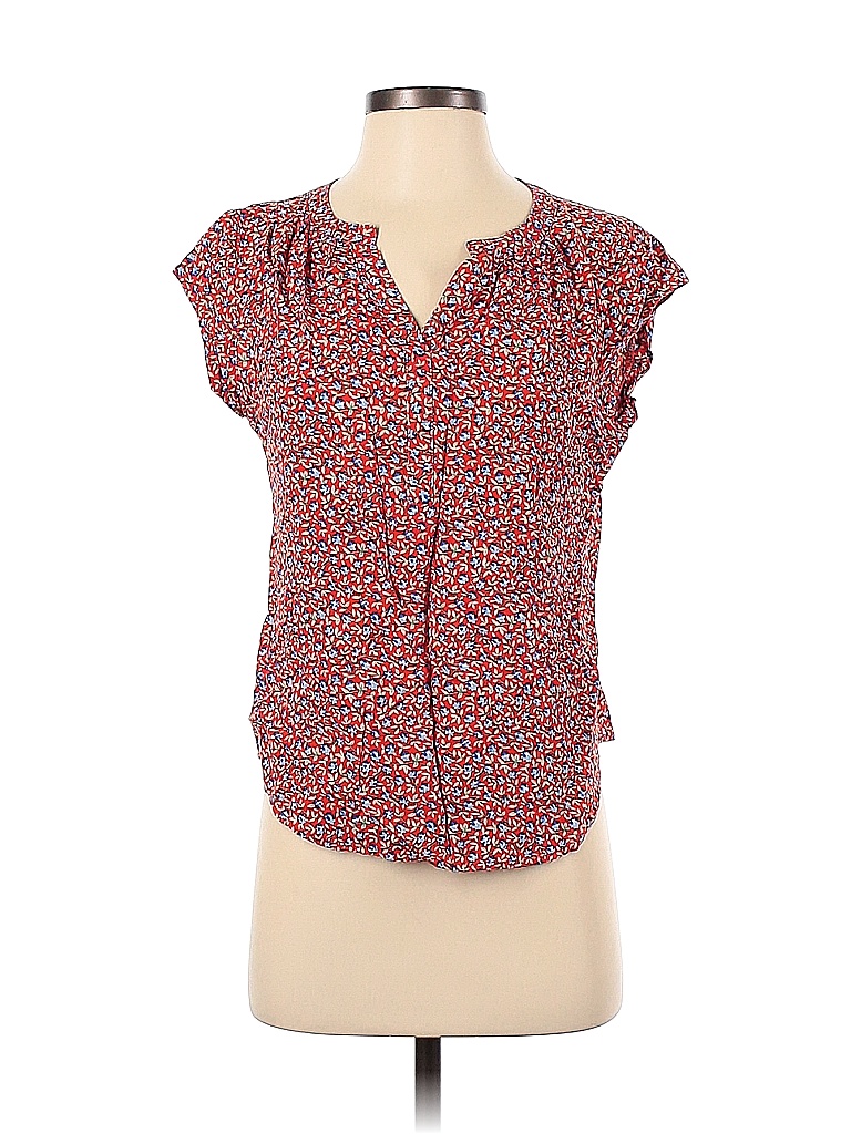 Fun2fun 100 Rayon Floral Red Short Sleeve Blouse Size S 76 Off