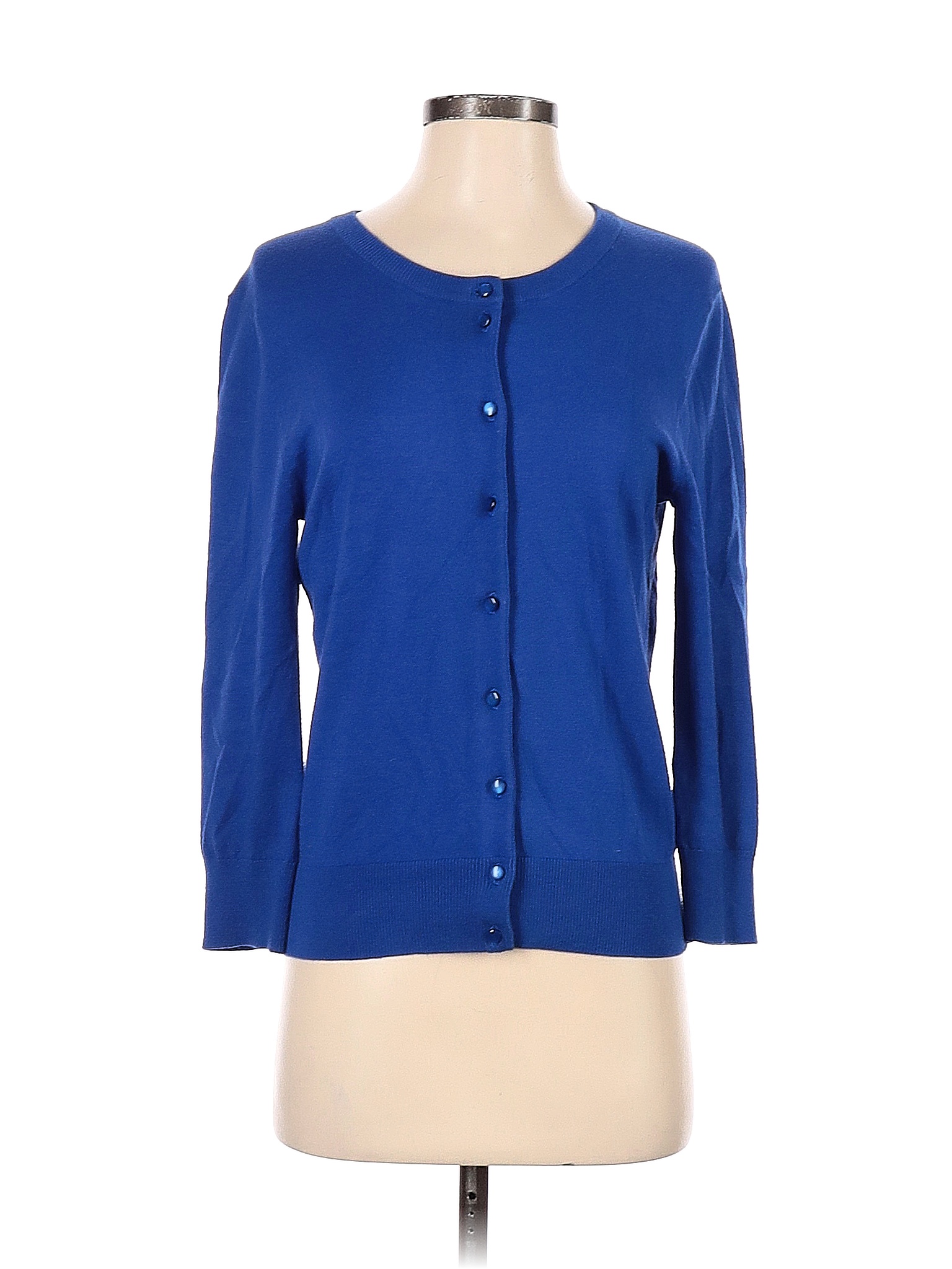 Cable & Gauge Color Block Solid Blue Cardigan Size S - 64% off | thredUP