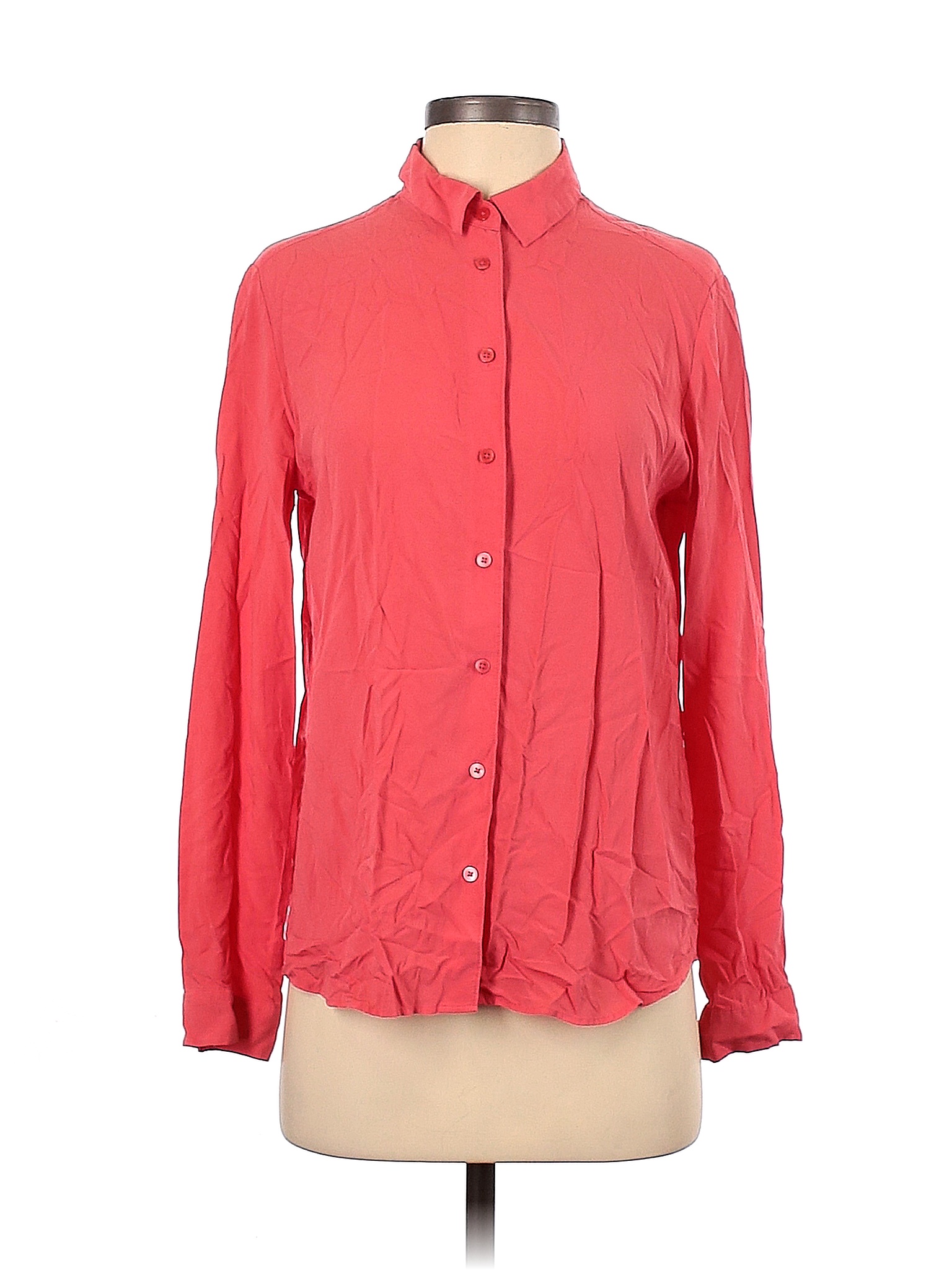 Uniqlo Solid Colored Pink Long Sleeve Blouse Size M 80 Off Thredup
