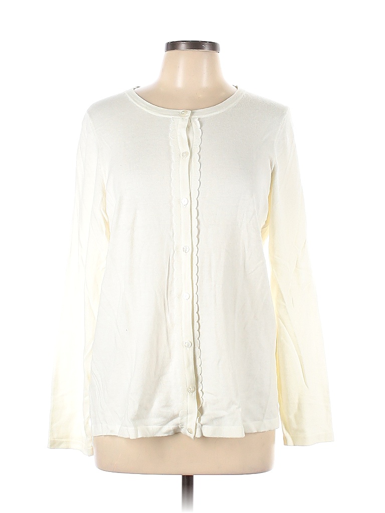 Talbots Outlet Color Block Solid White Ivory Cardigan Size L - 58% off ...