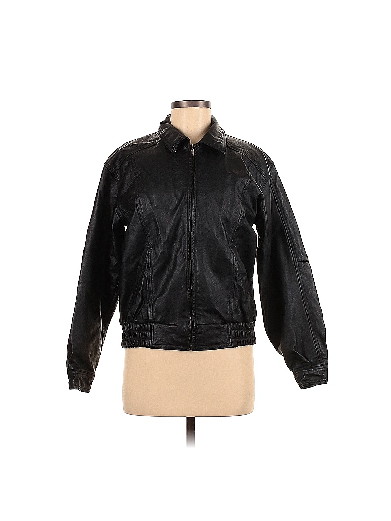 New York Classics 100% Leather Solid Black Leather Jacket Size L - 51% ...