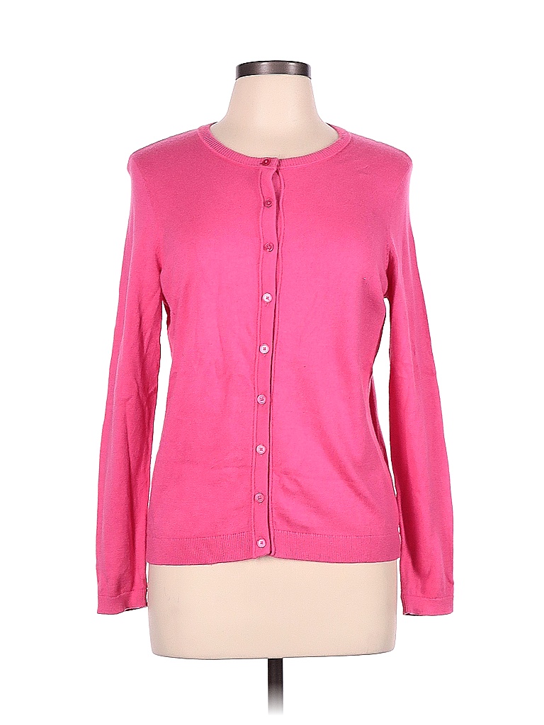 Talbots Color Block Solid Colored Pink Cardigan Size L (Petite) - 81% ...
