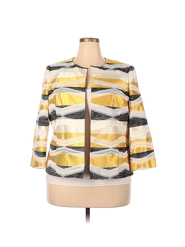 Kasper Color Block Multi Color Yellow Blazer Size 18 (Plus) - 93% off ...