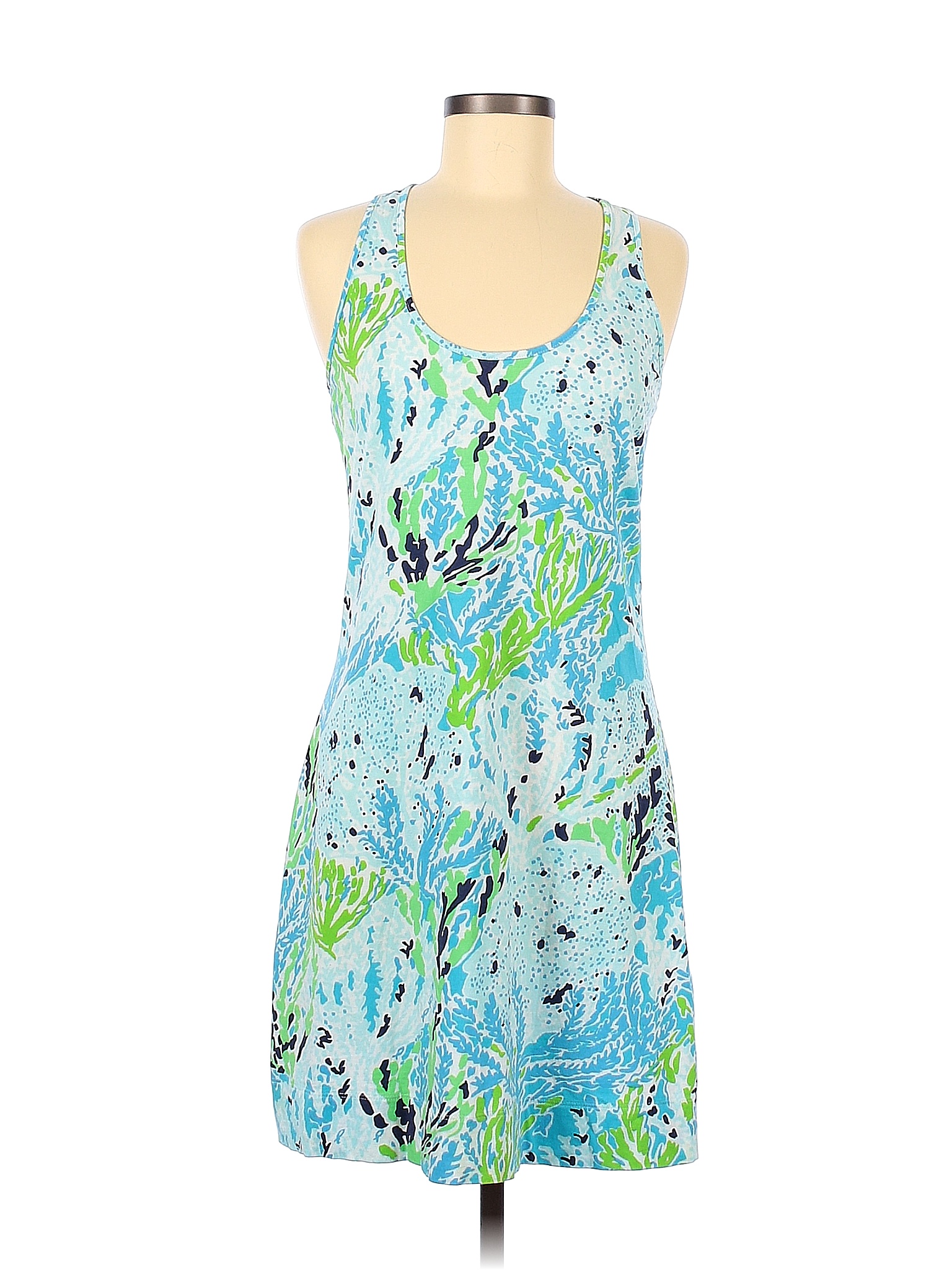 Lilly Pulitzer 100 Cotton Multi Color Blue Casual Dress Size M 63