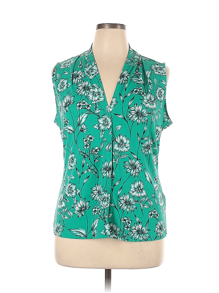 Calvin Klein Floral Green Sleeveless Top Size XL - 73% off | thredUP