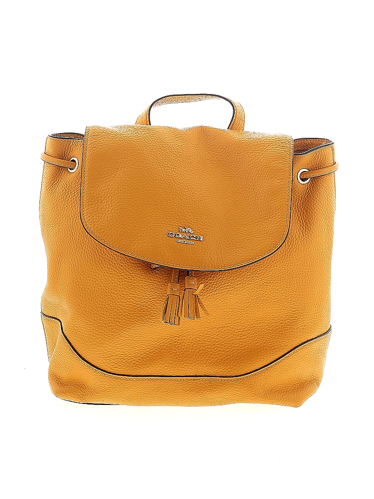 Coach Factory 100% Leather Solid Colored Orange Leather Backpack One ...
