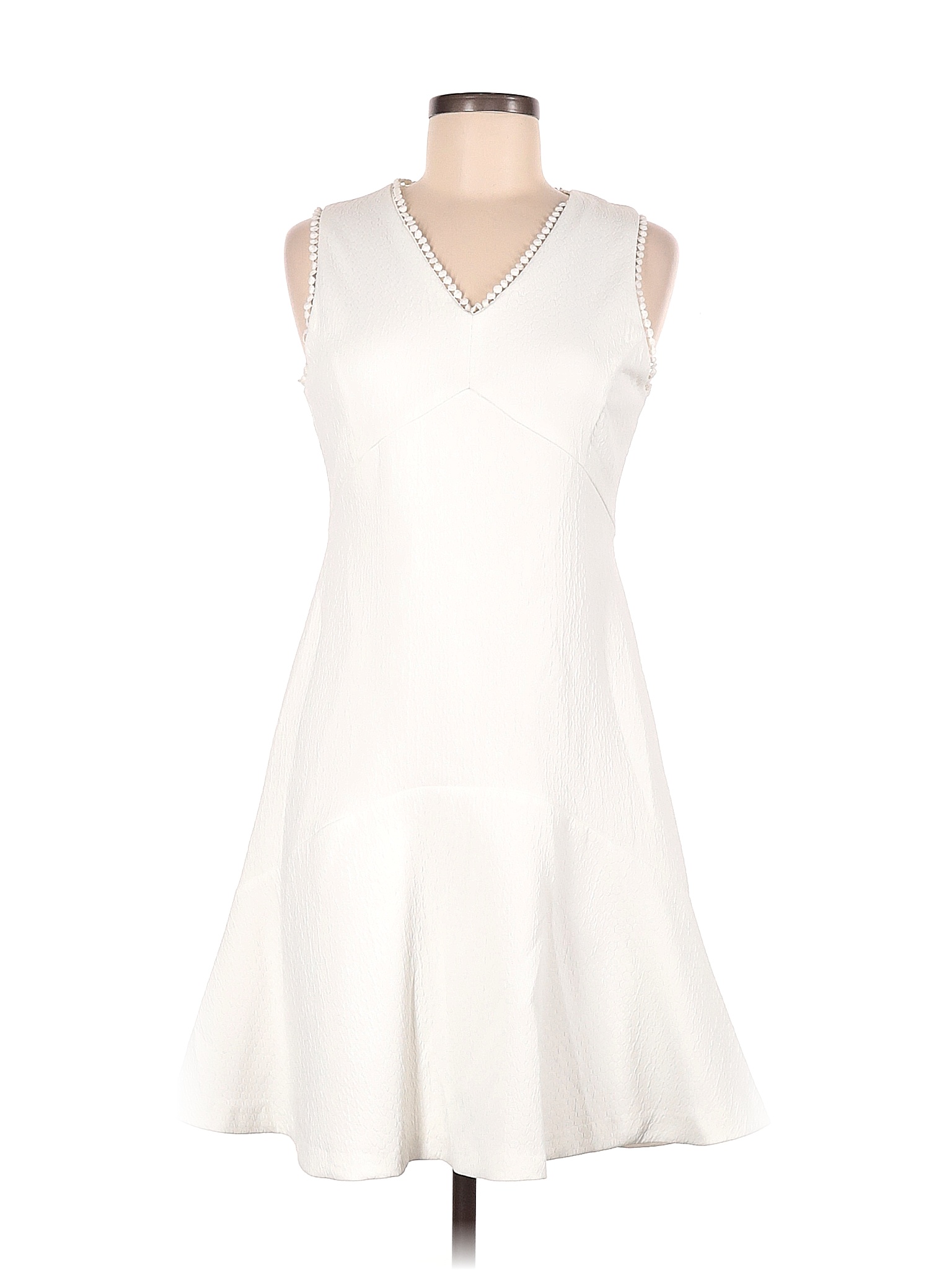 Donna Ricco 100% Polyester Solid White Ivory Casual Dress Size 6 - 87% ...