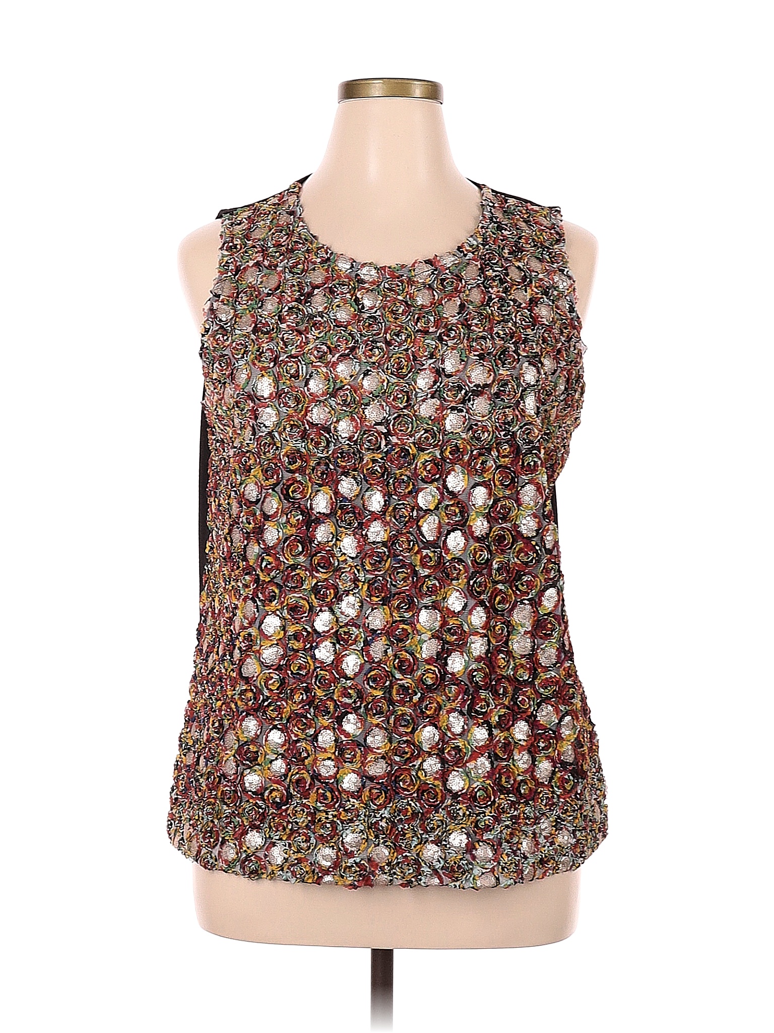 Cj Banks 100% Polyester Floral Multi Color Tan Sleeveless Blouse Size X ...