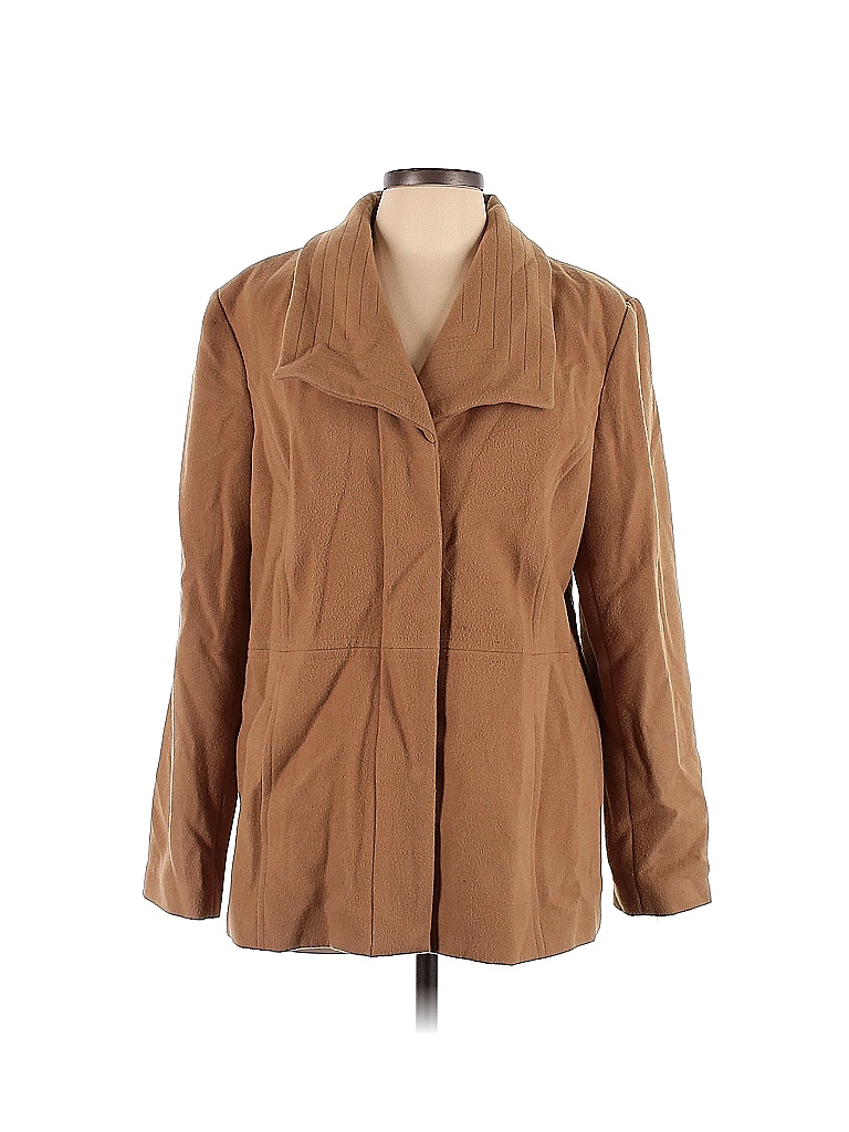 JM Collection Solid Colored Tan Jacket Size L - 53% off | thredUP