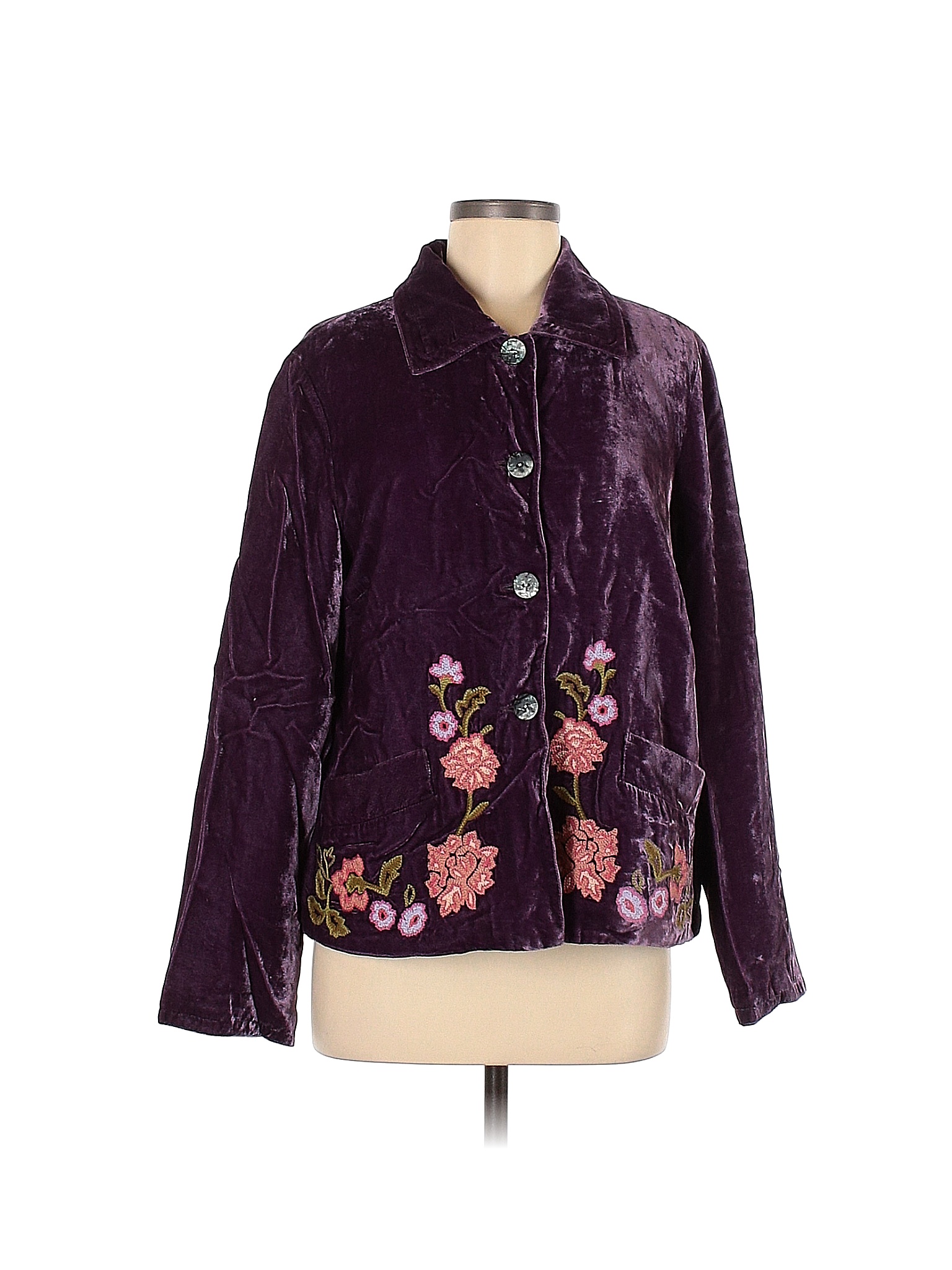 J Jill 100 Rayon Solid Colored Purple Jacket Size M 74 Off Thredup