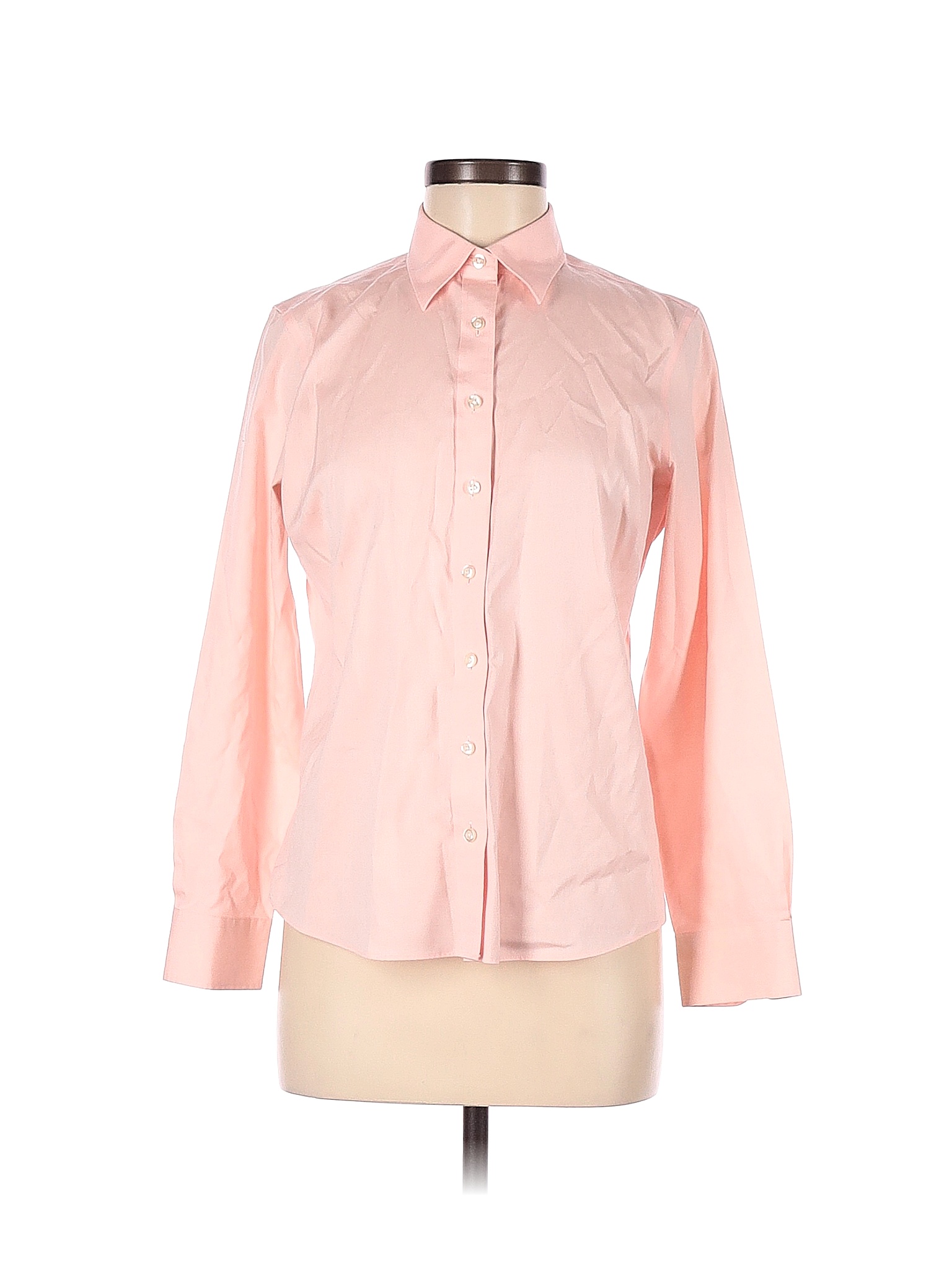 Lands' End 100% Baumwolle Solid Pink Long Sleeve Button-Down Shirt Size 8 - 81% off | thredUP