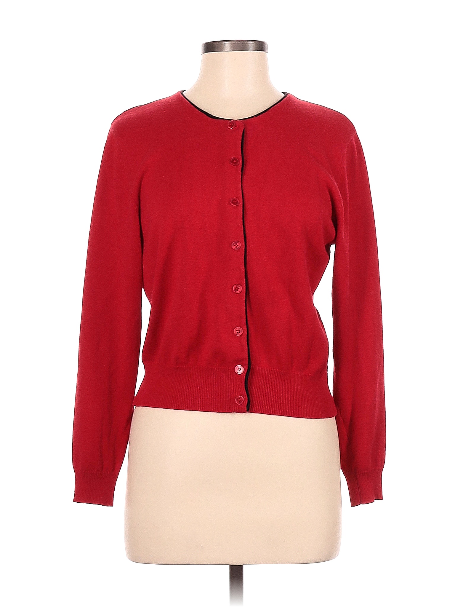 Casual Corner Color Block Solid Red Cardigan Size M 71 Off Thredup