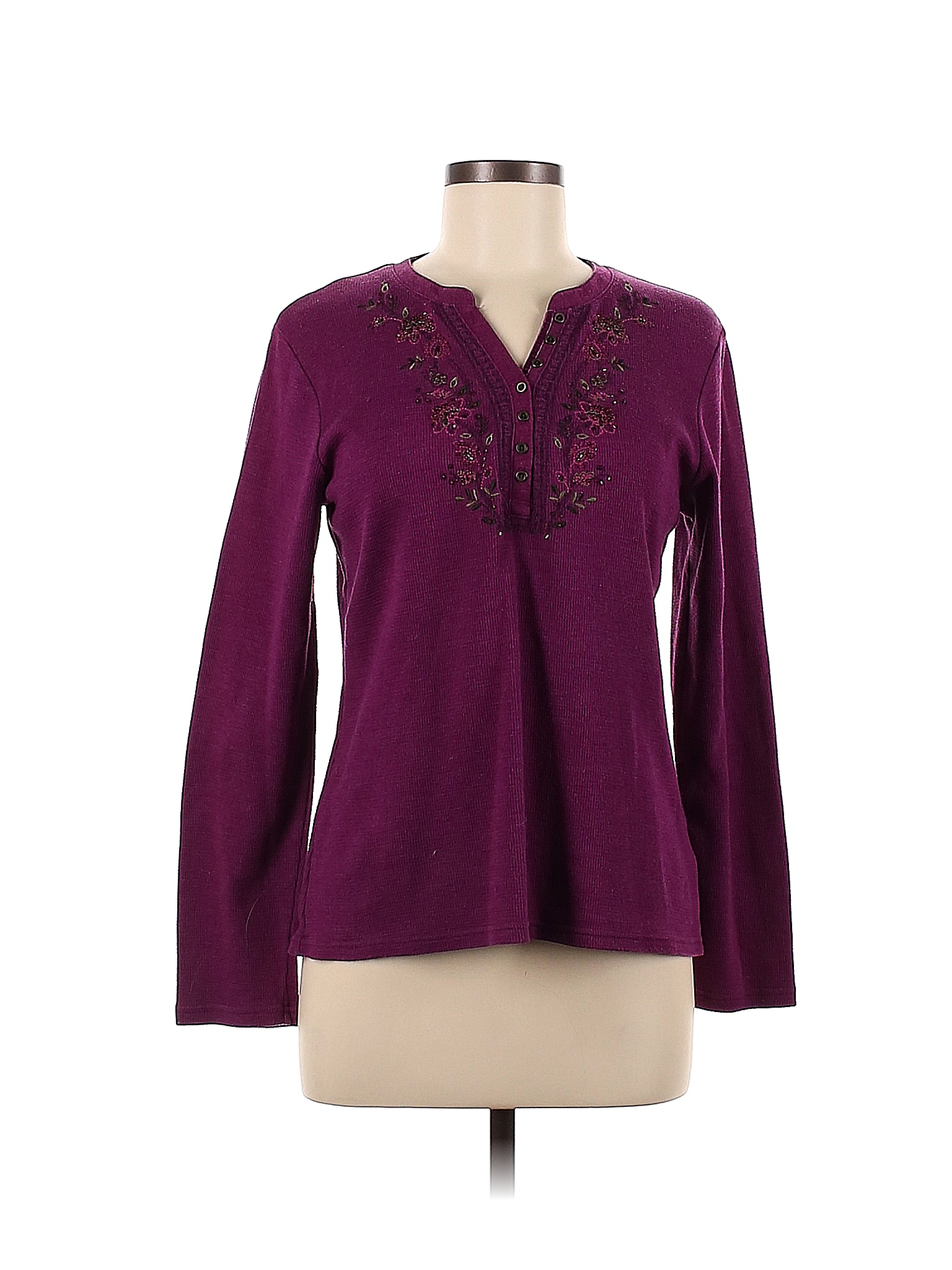 Croft And Barrow Solid Colored Purple Thermal Top Size M 57 Off Thredup