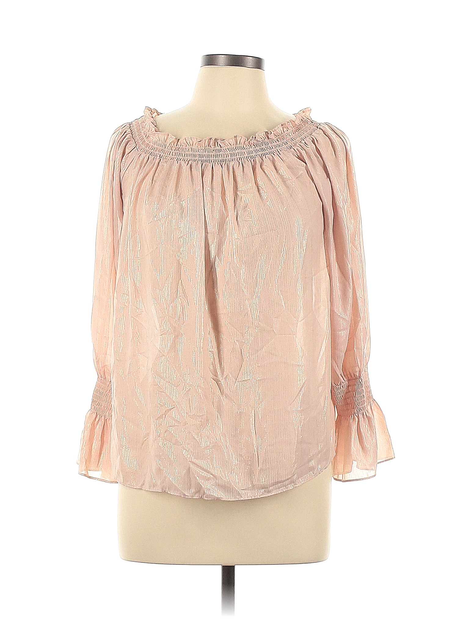 Worthington 100% Polyester Solid Colored Pink Long Sleeve Blouse Size L - 58% off | thredUP