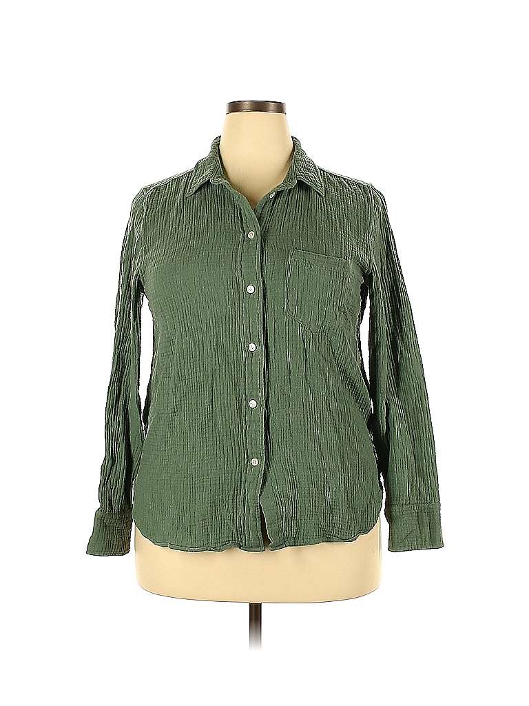 J.Crew 100% Cotton Green Long Sleeve Button-Down Shirt Size 14 - 77% off | thredUP