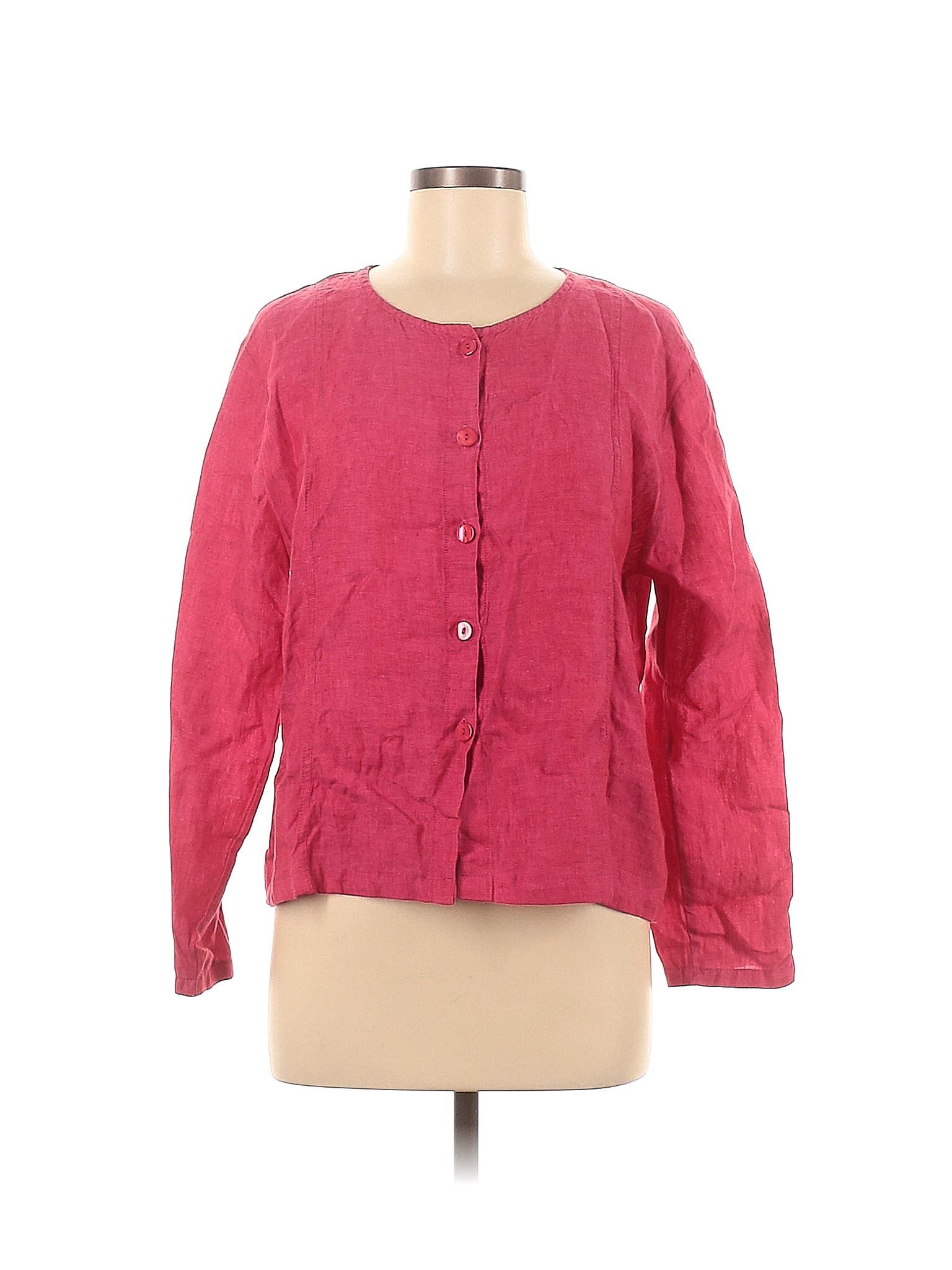 CTC Carol Turner Collection 100% Linen Solid Colored Pink Long Sleeve ...