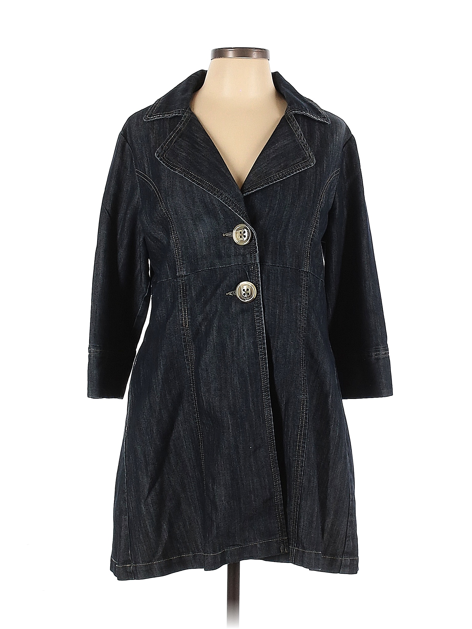 Baccini Solid Black Blue Denim Jacket Size L - 56% off | thredUP