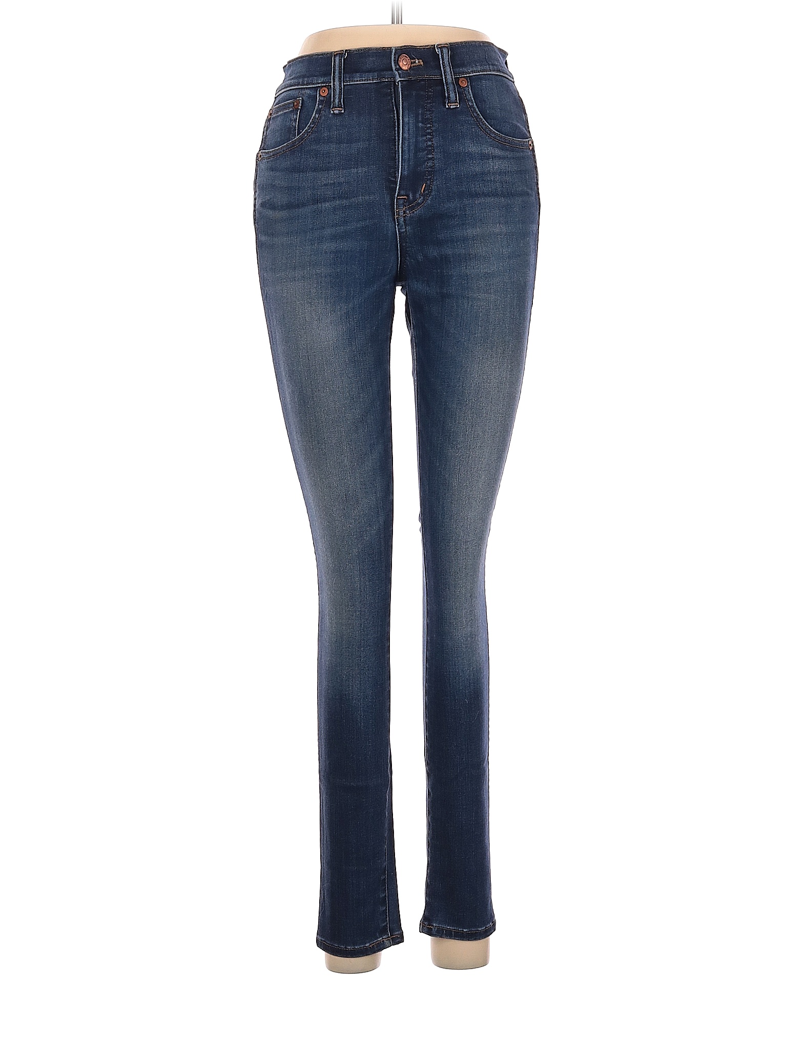 Madewell Solid Blue 10" High-Rise Skinny Jeans in Danny Wash: TENCEL ...