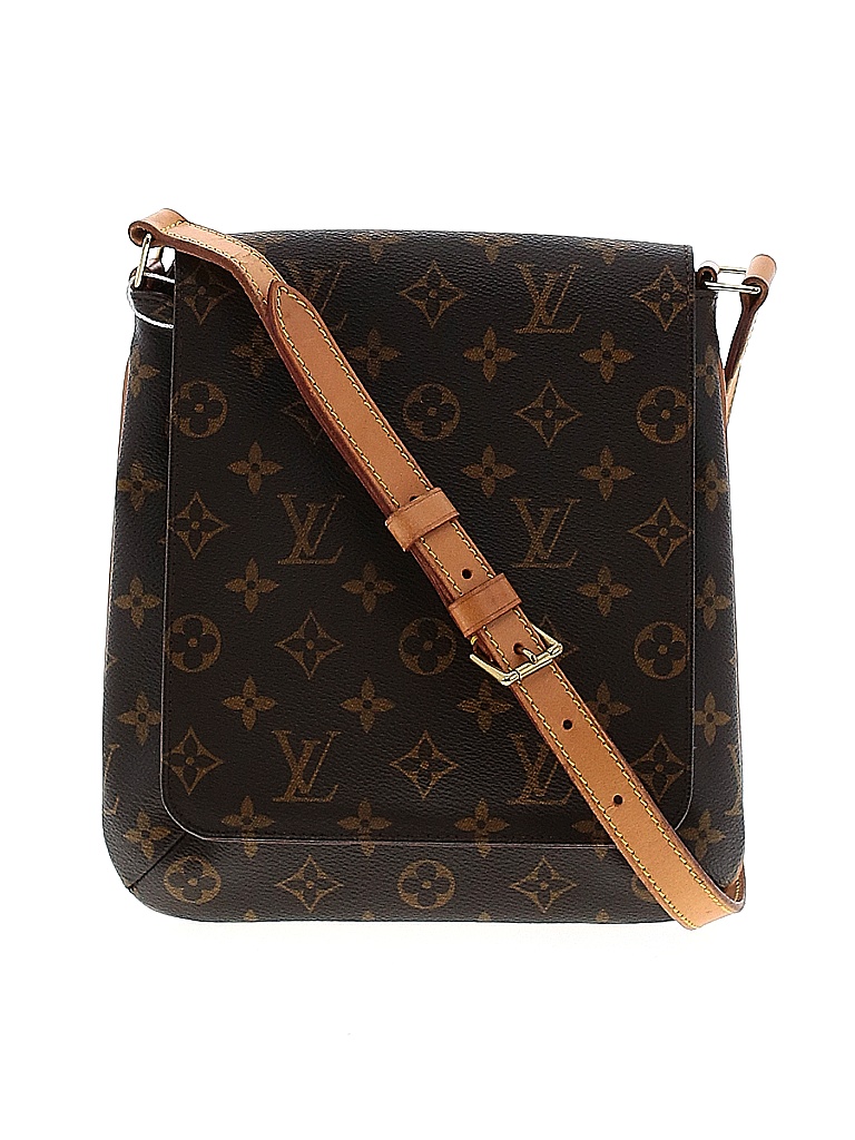 Louis Vuitton 100% Coated Canvas Floral Black Brown Vintage Monogram PM Musette Salsa Short ...
