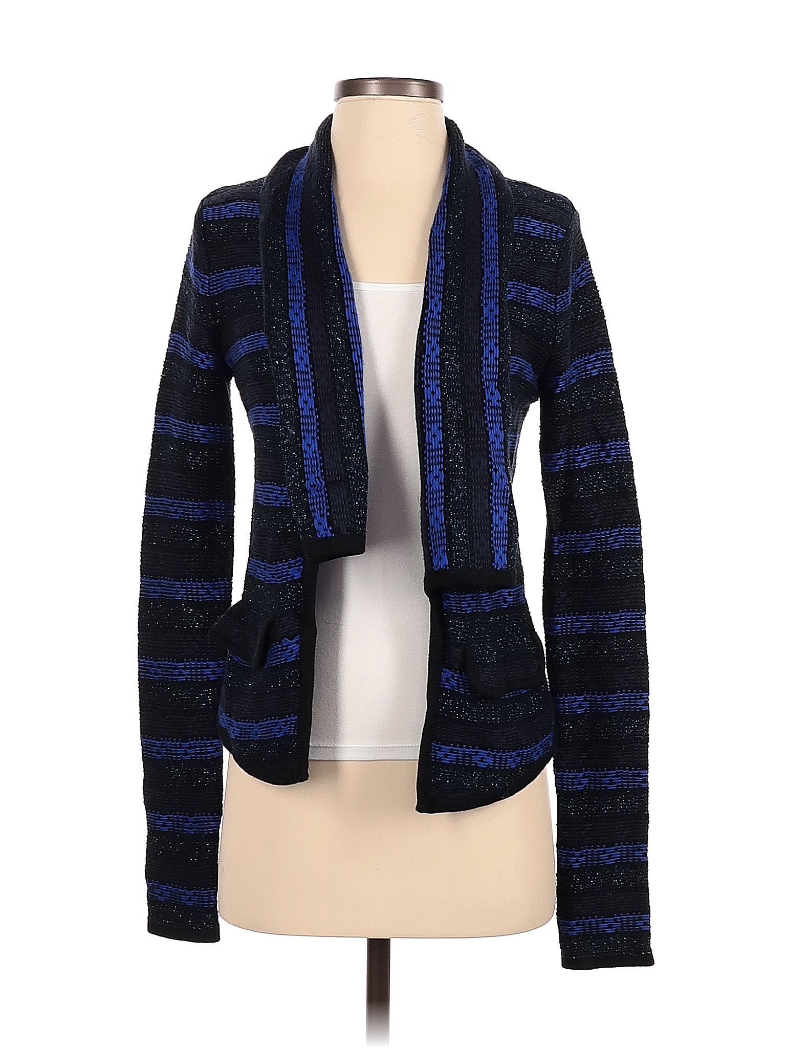 Cache Color Block Stripes Multi Color Blue Cardigan Size S - 74% off ...