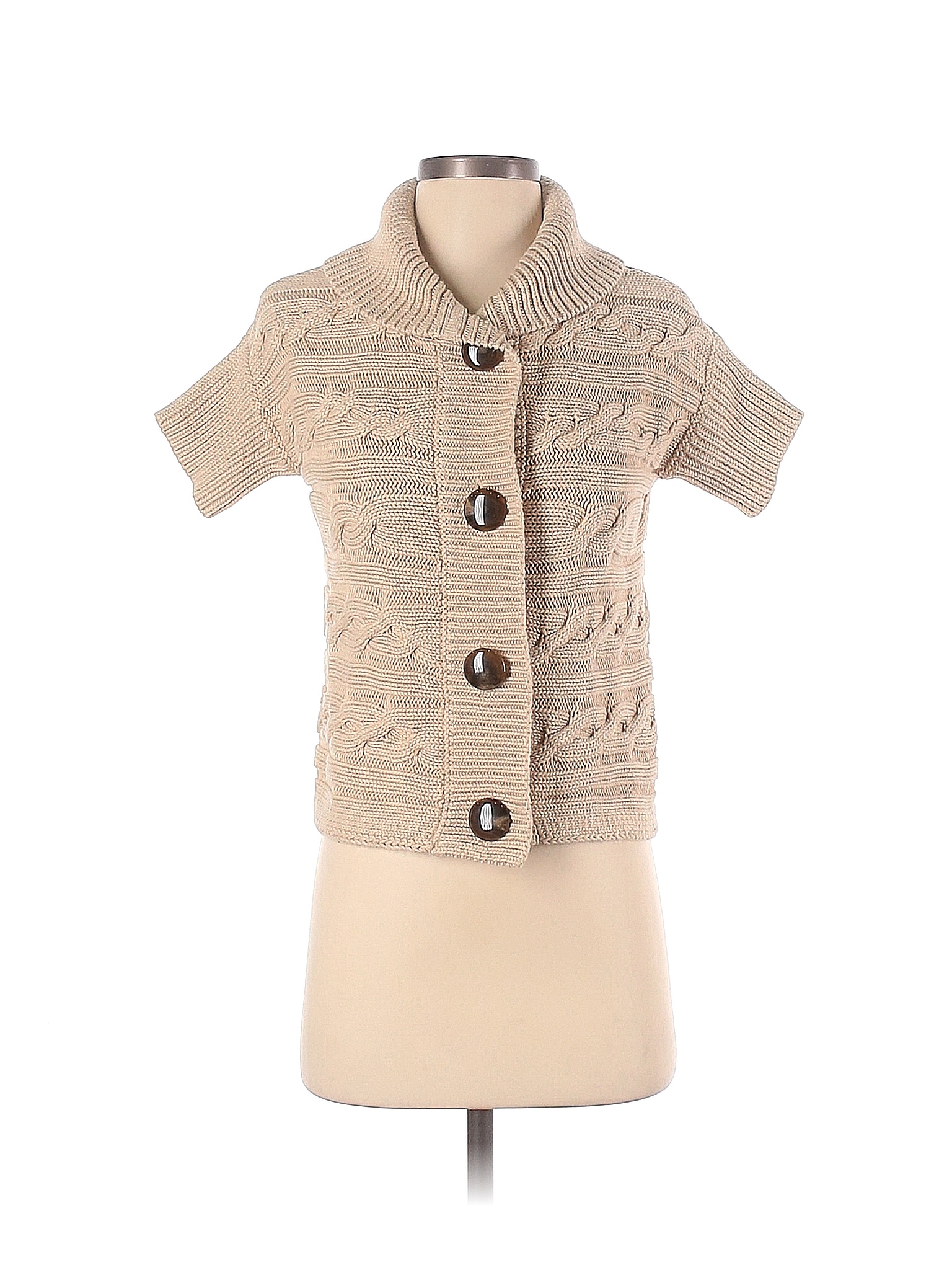 Talbots 100% Cotton Color Block Tan Cardigan Size P - 86% off | thredUP