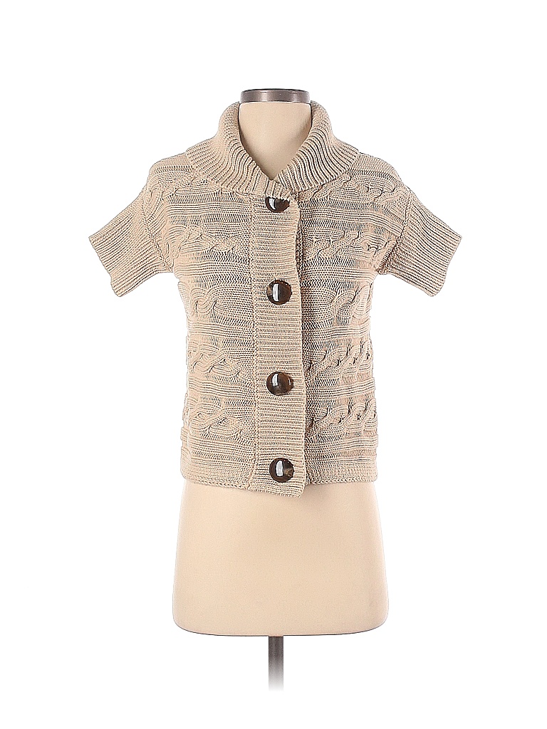 Talbots 100% Cotton Color Block Tan Cardigan Size P - 86% off | thredUP