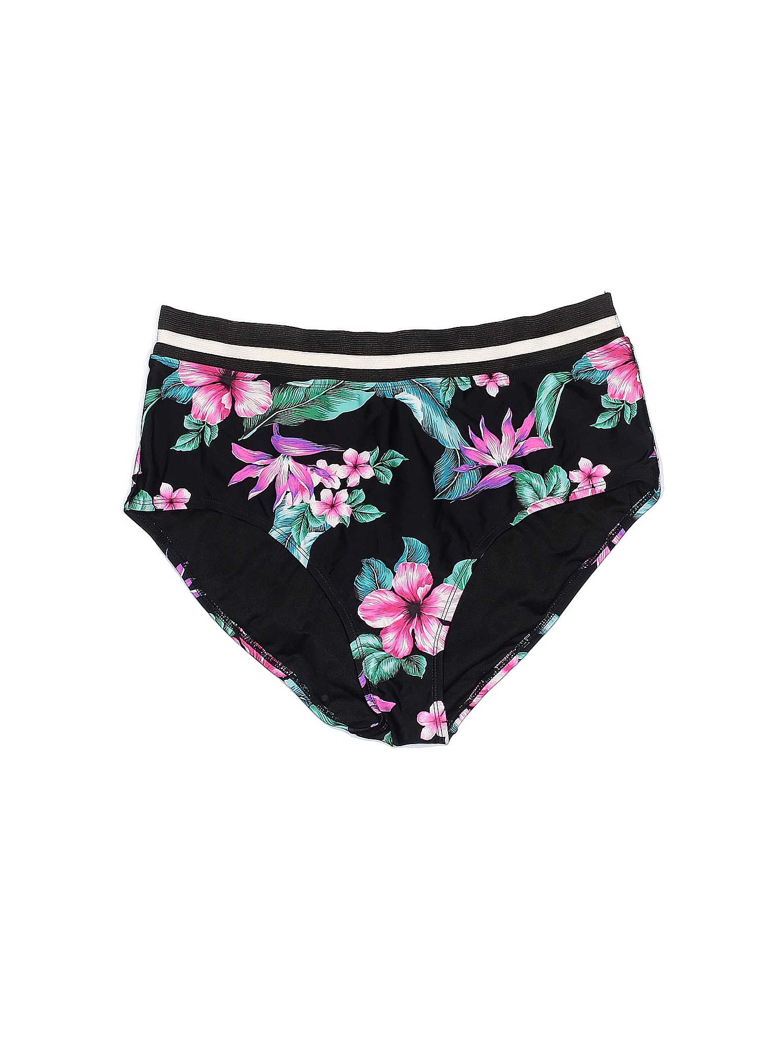 Swimsuits For All 100 Polyester Floral Black Swimsuit Bottoms Size 18