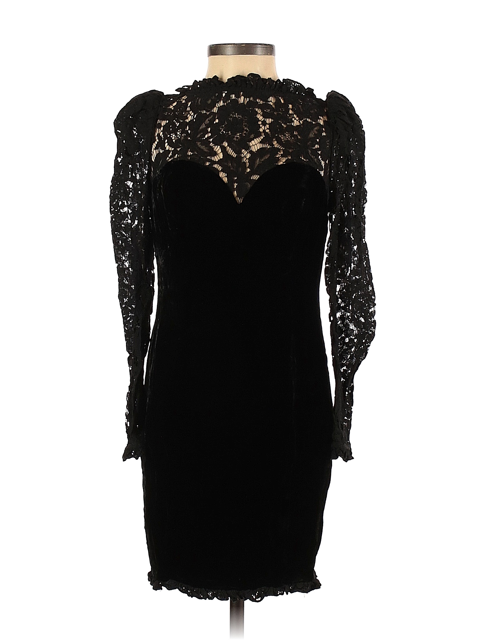 Fame And Partners 100 Polyester Solid Black Cocktail Dress Size 4 85