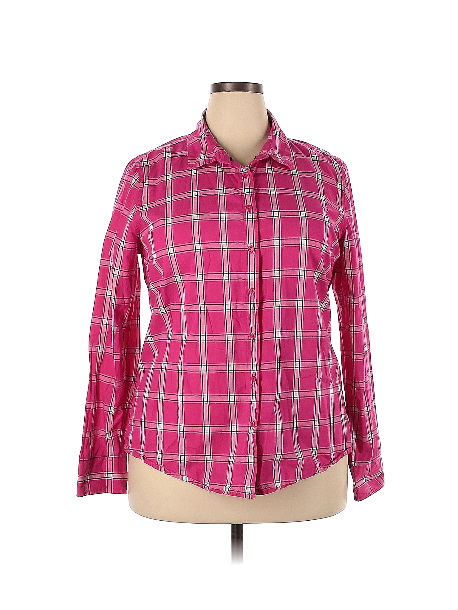 Tommy Hilfiger 100% Cotton Grid Colored Pink Long Sleeve Button-Down Shirt Size XXL - 80% off ...