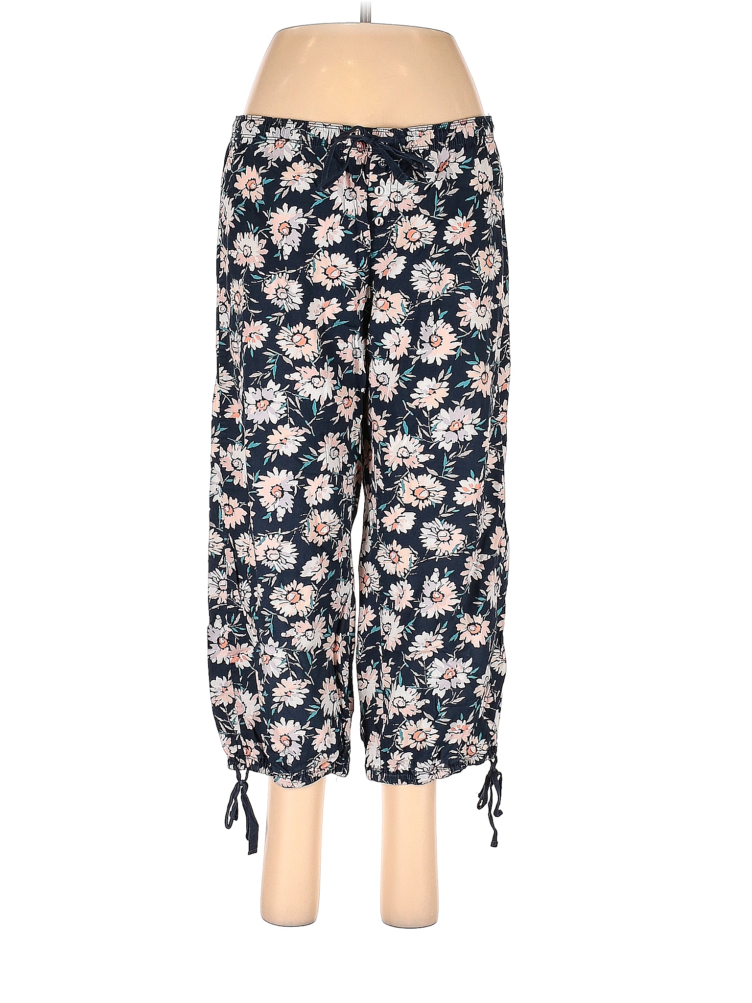Gap Body 100 Cotton Floral Multi Color Teal Casual Pants Size M 64
