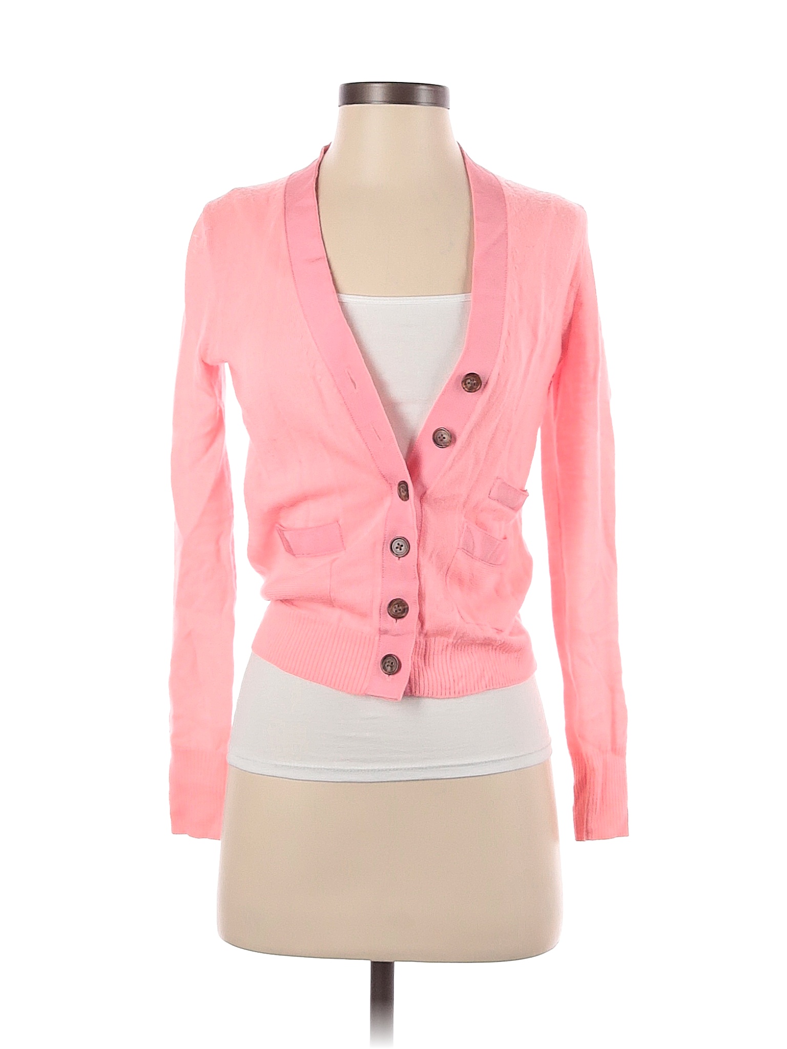 J.Crew 100% Merino Wool Color Block Solid Pink Wool Cardigan Size XXS ...