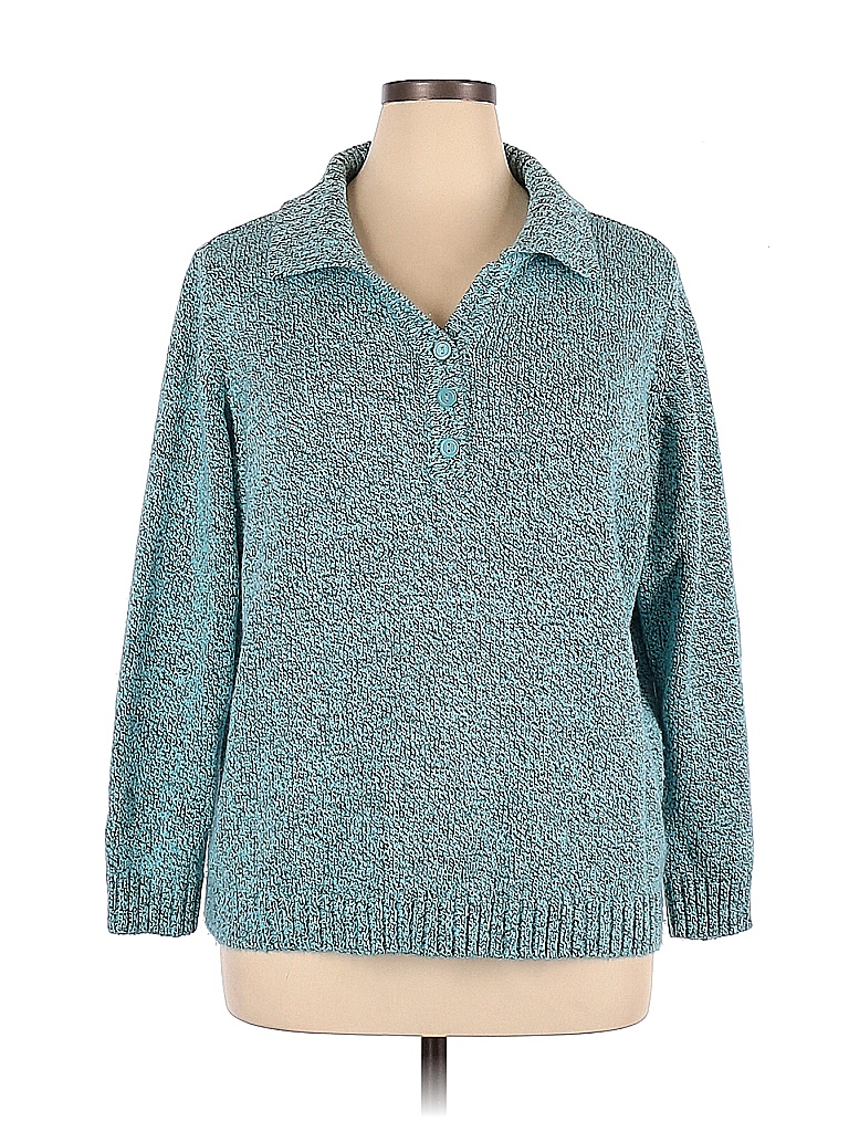 Karen Scott Color Block Marled Blue Pullover Sweater Size 1X (Plus ...