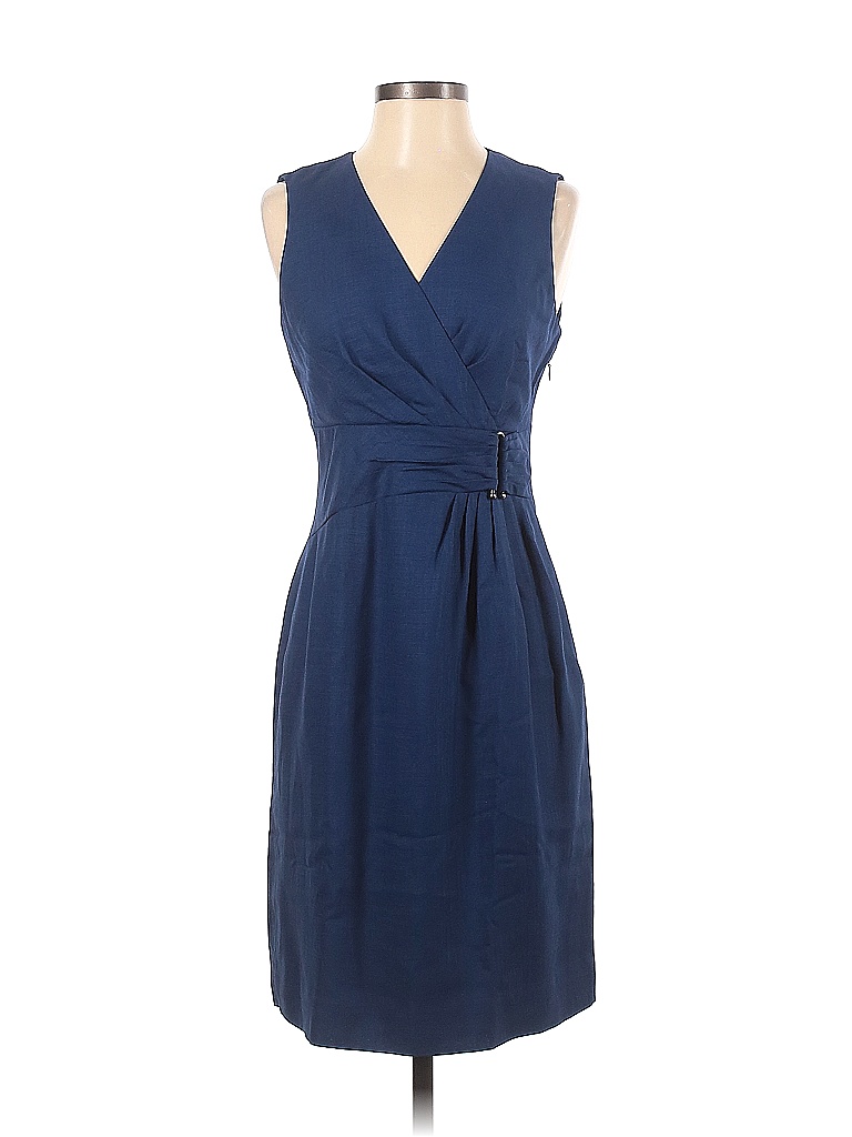 Classiques Entier 100% Polyester Solid Blue Casual Dress Size 4 - 86% ...