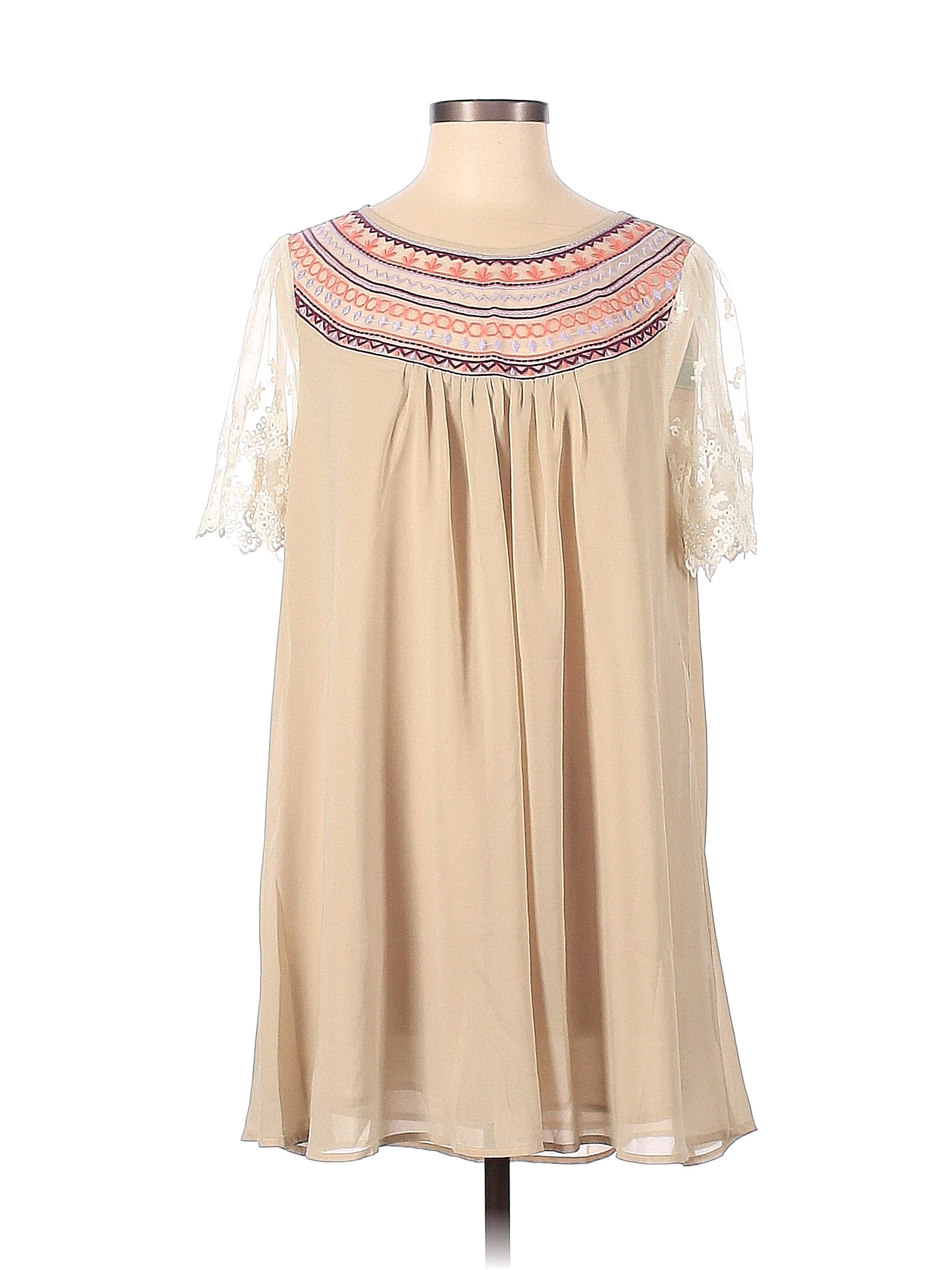 Umgee Solid Colored Tan Casual Dress Size L - 69% off | thredUP