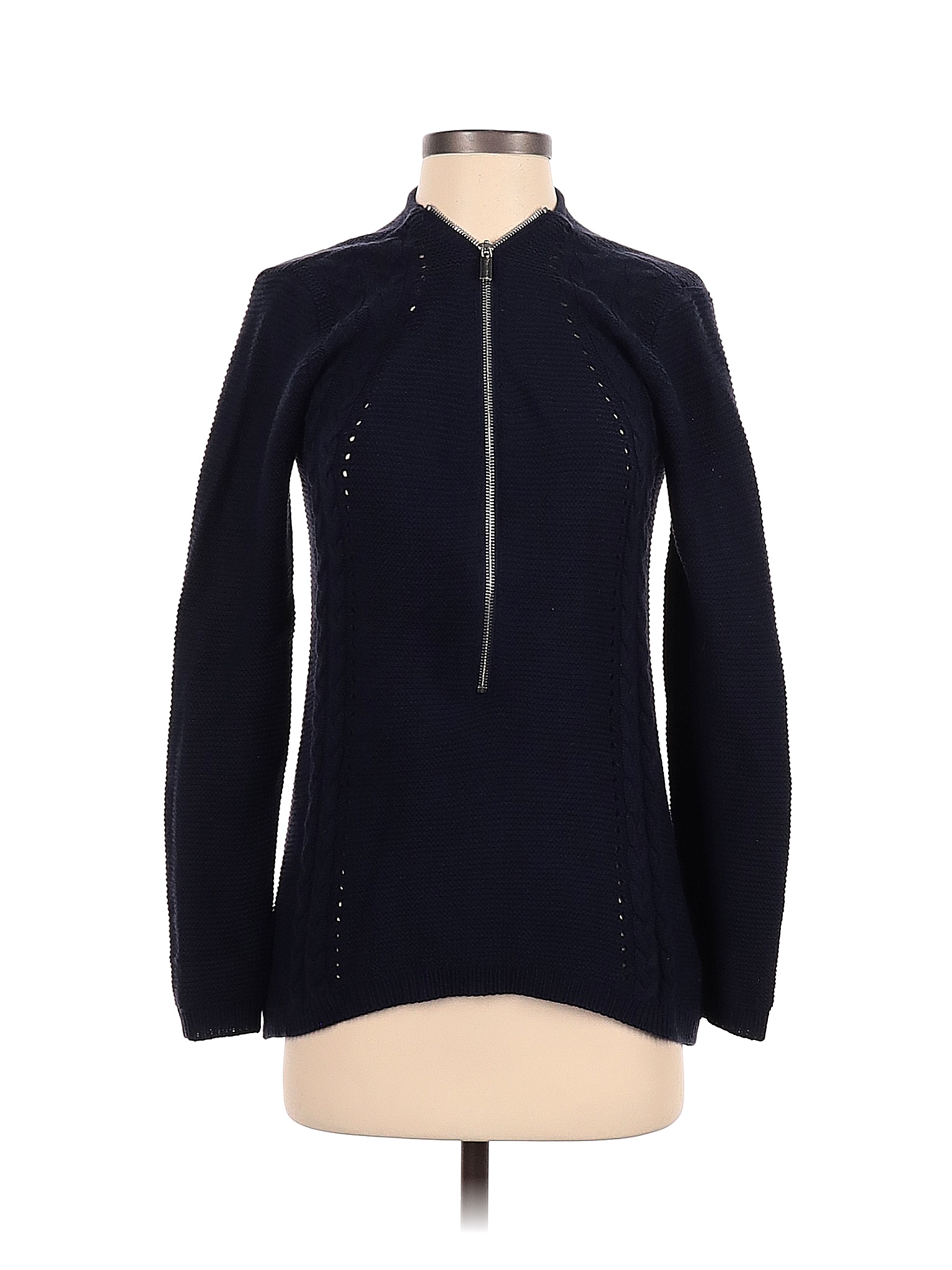 New York & Company 100% Acrylic Graphic Solid Blue Pullover Sweater ...