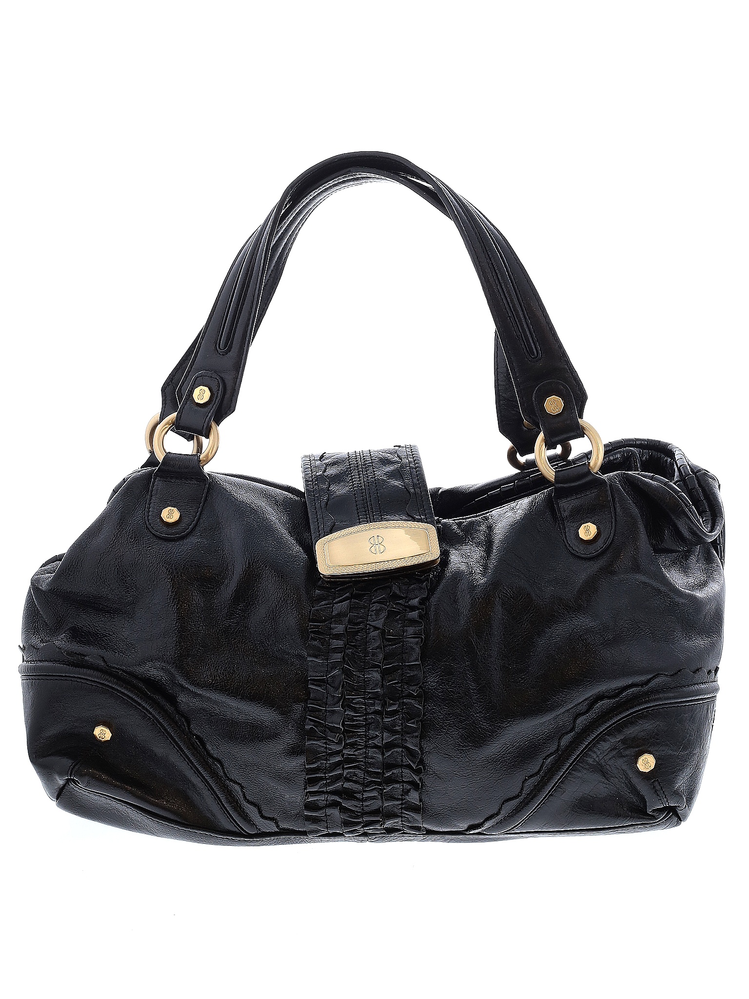 Bill Blass 100% Leather Solid Black Leather Shoulder Bag One Size - 80% ...