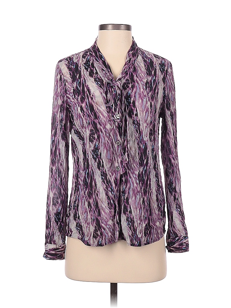 Classiques Entier Multi Color Purple Long Sleeve Silk Top Size S - 85% ...