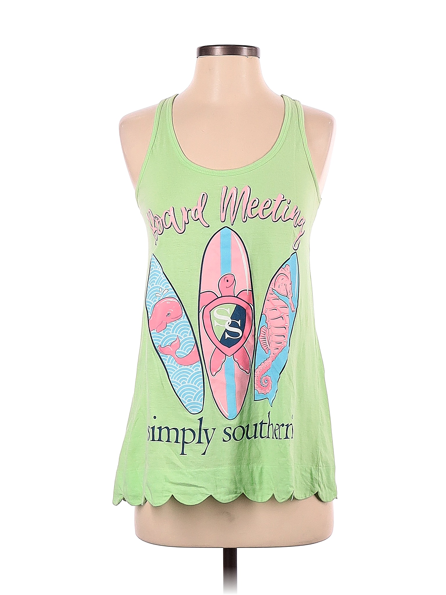 Simply Southern 100% Cotton Graphic Colored Green Tank Top Size S - 68% ...
