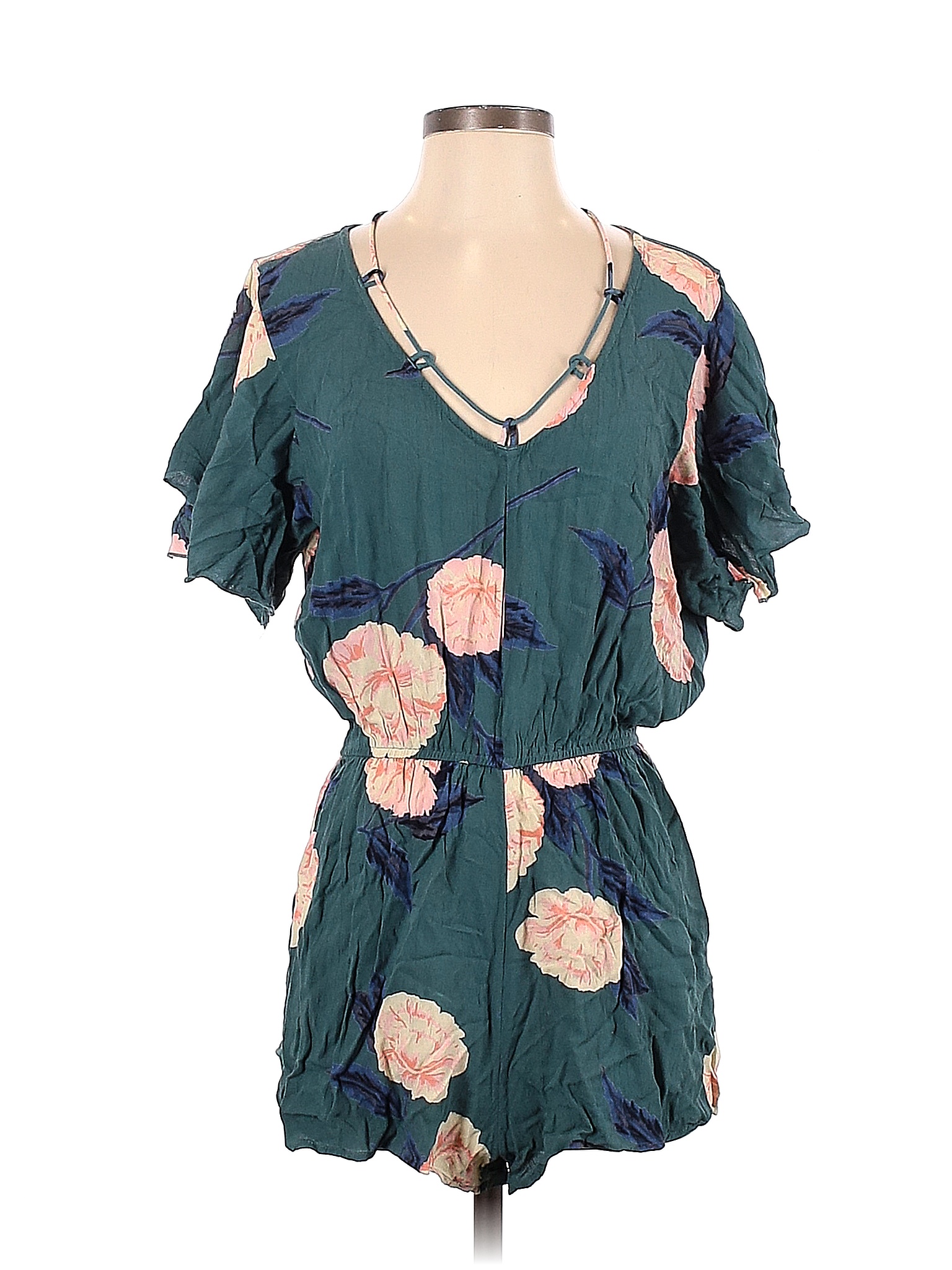 Billabong 100% Polyester Floral Colored Teal Romper Size M - 64% off ...