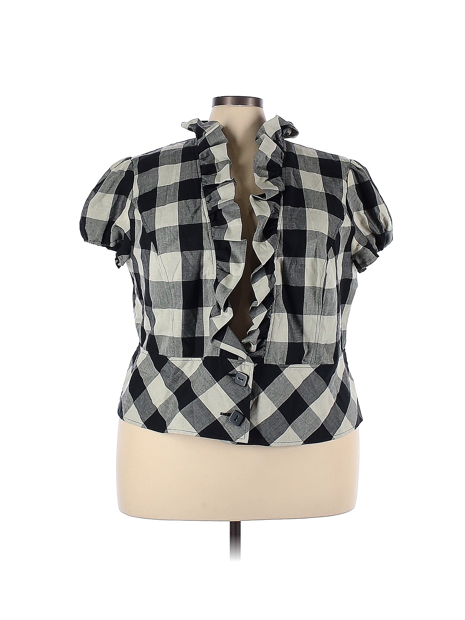 Ashley Stewart Checkered-gingham Multi Color Gray Jacket Size 24 (Plus ...