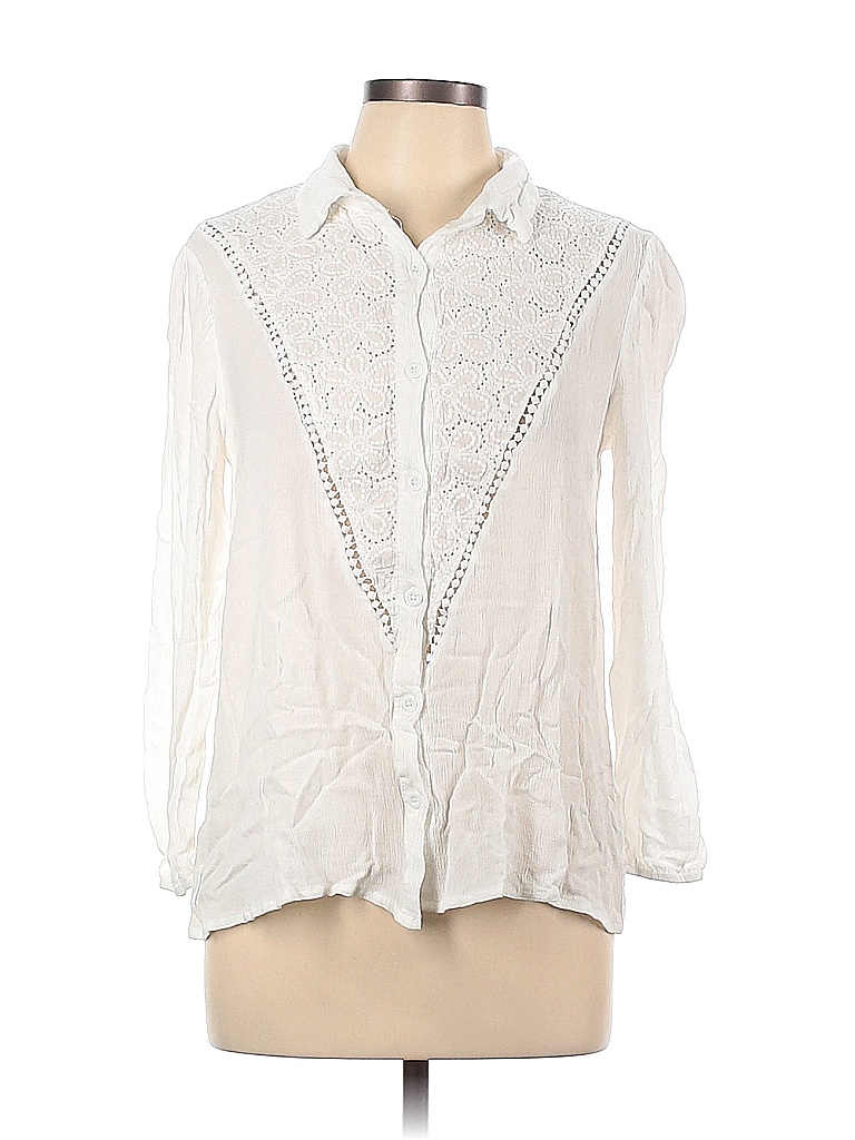 Misslook Solid White Long Sleeve Blouse Size L - 74% off | thredUP