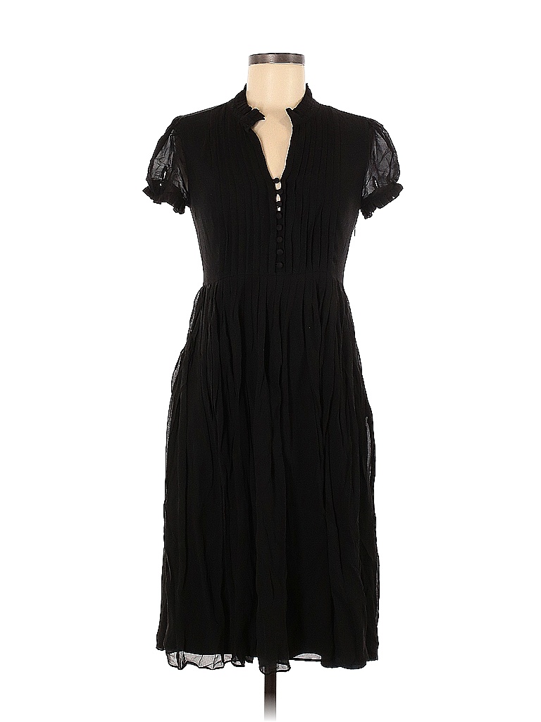J Crew 100 Silk Solid Black Casual Dress Size 6 72 Off Thredup