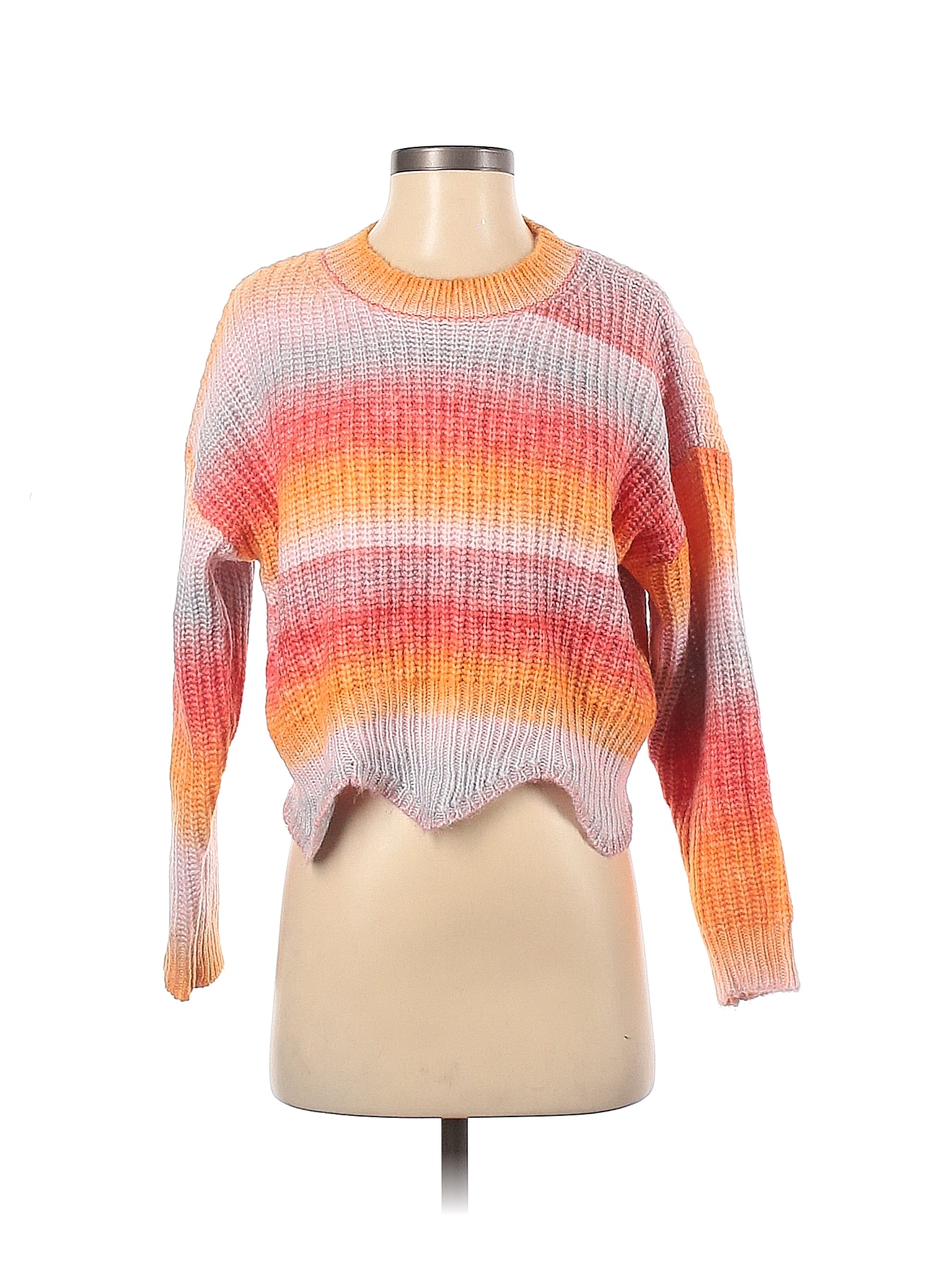 Cider Color Block Stripes Multi Color Orange Pullover Sweater Size S ...