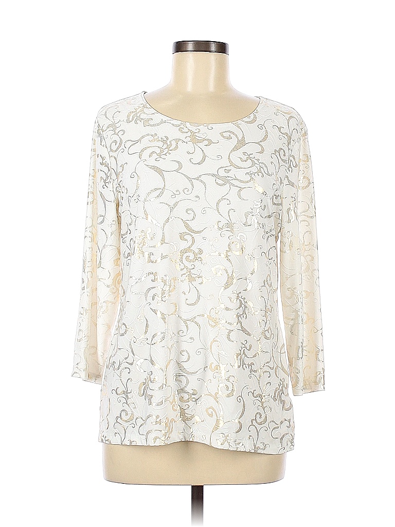 JM Collection Color Block Floral White Long Sleeve Top Size M - 65% off ...