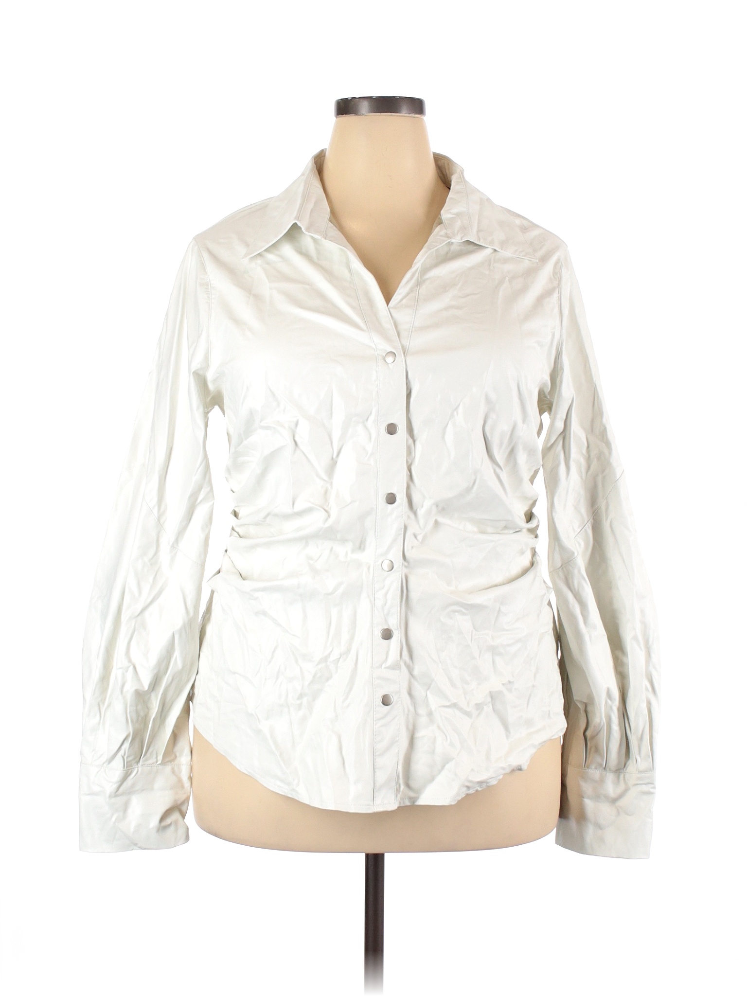 SkyLar Rose Solid Blush White Faux Leather Jacket Size 20 (Plus) - 70% ...