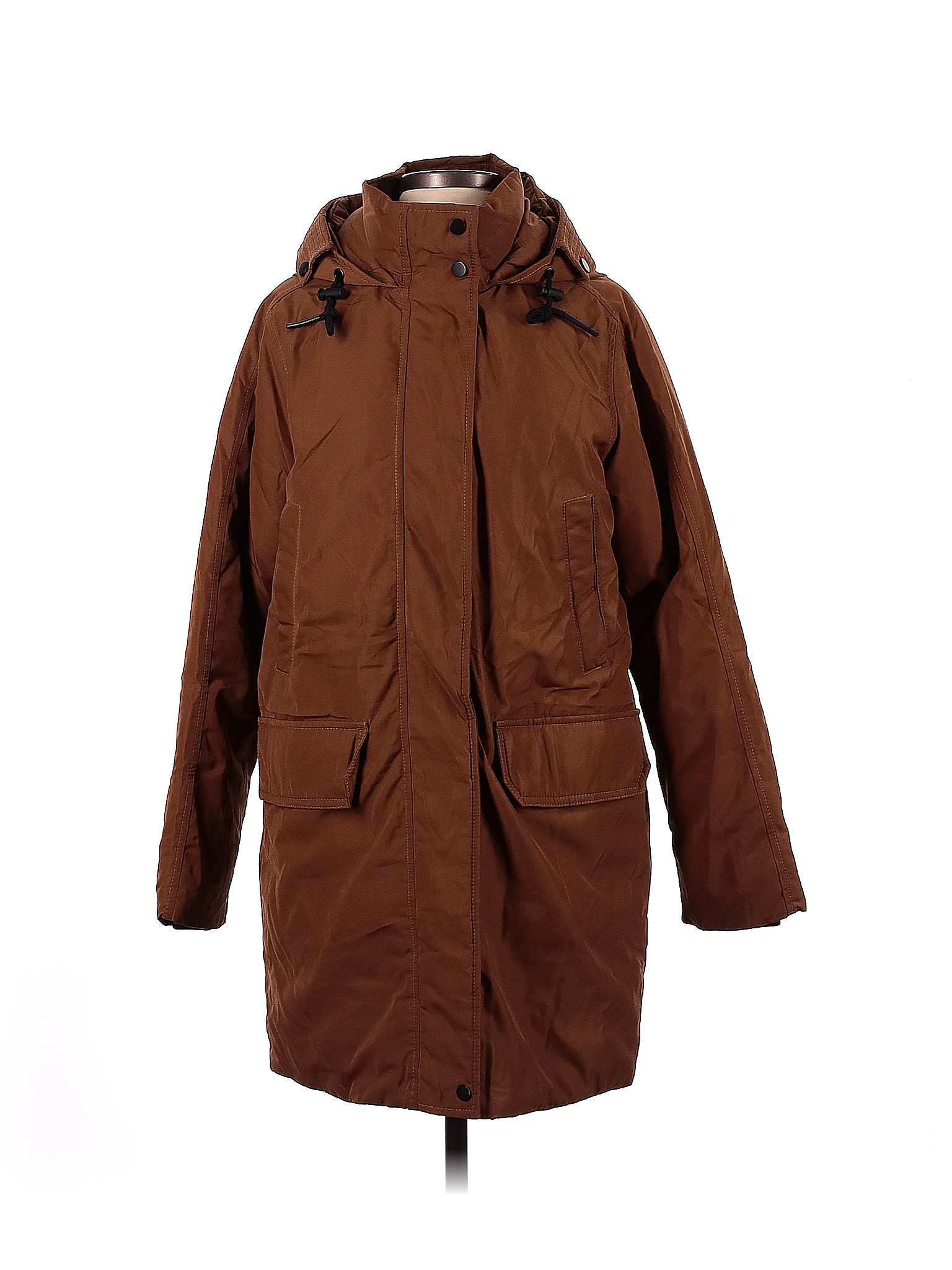 Everlane 100% Recycled Polyester Solid Colored Brown Coat Size S - 47% off | thredUP