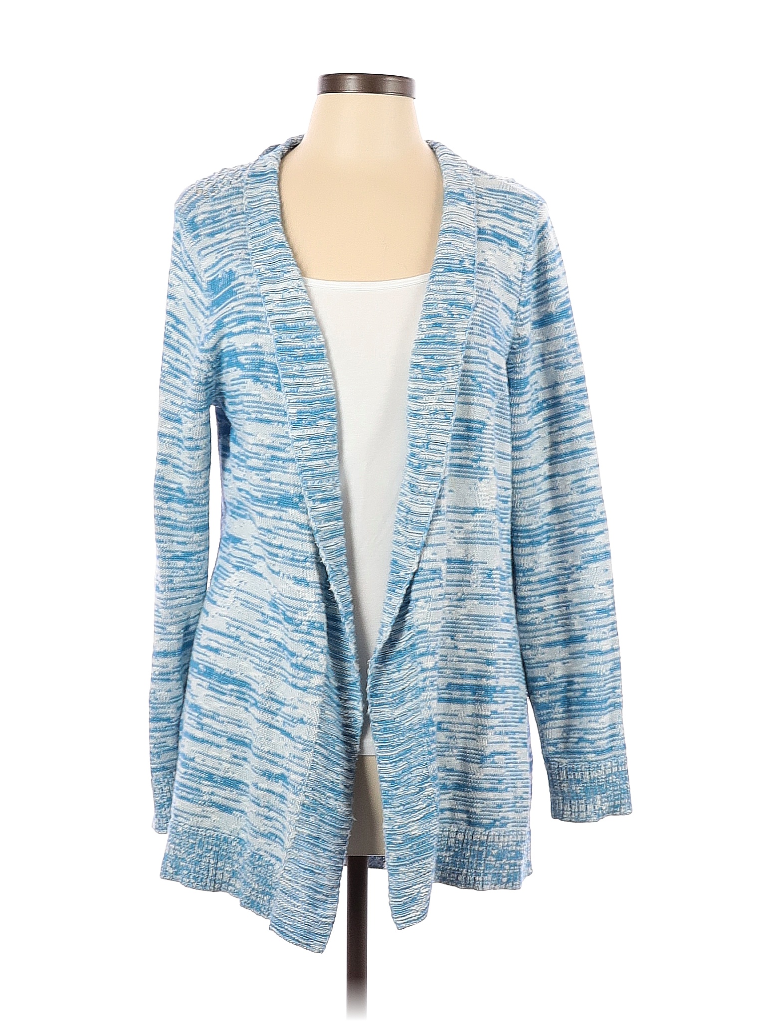 Chico's 100% Cotton Color Block Marled Blue Cardigan Size Lg (2) - 72% ...