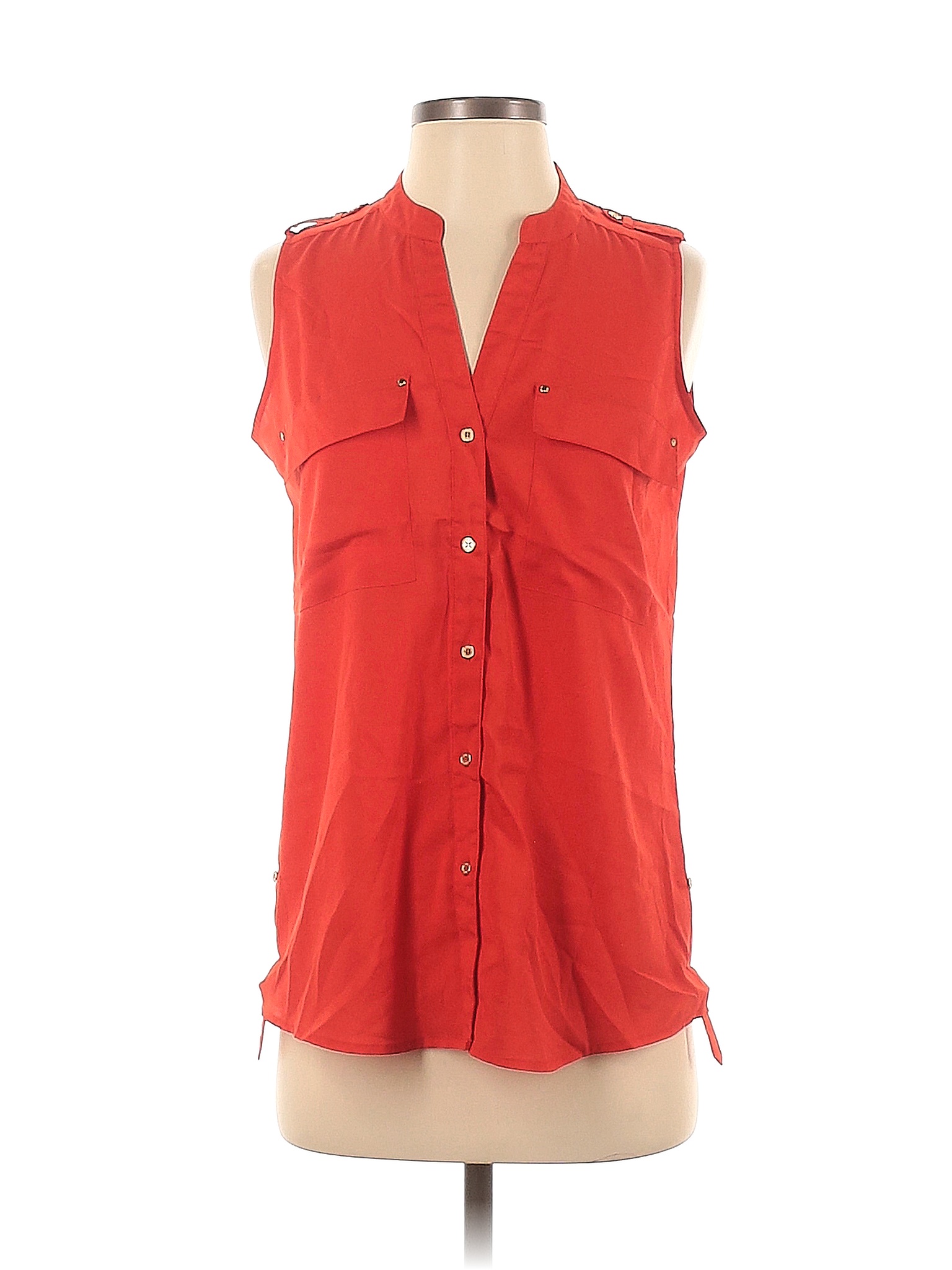 Calvin Klein 100% Polyester Red Sleeveless Blouse Size XS - 84% off ...